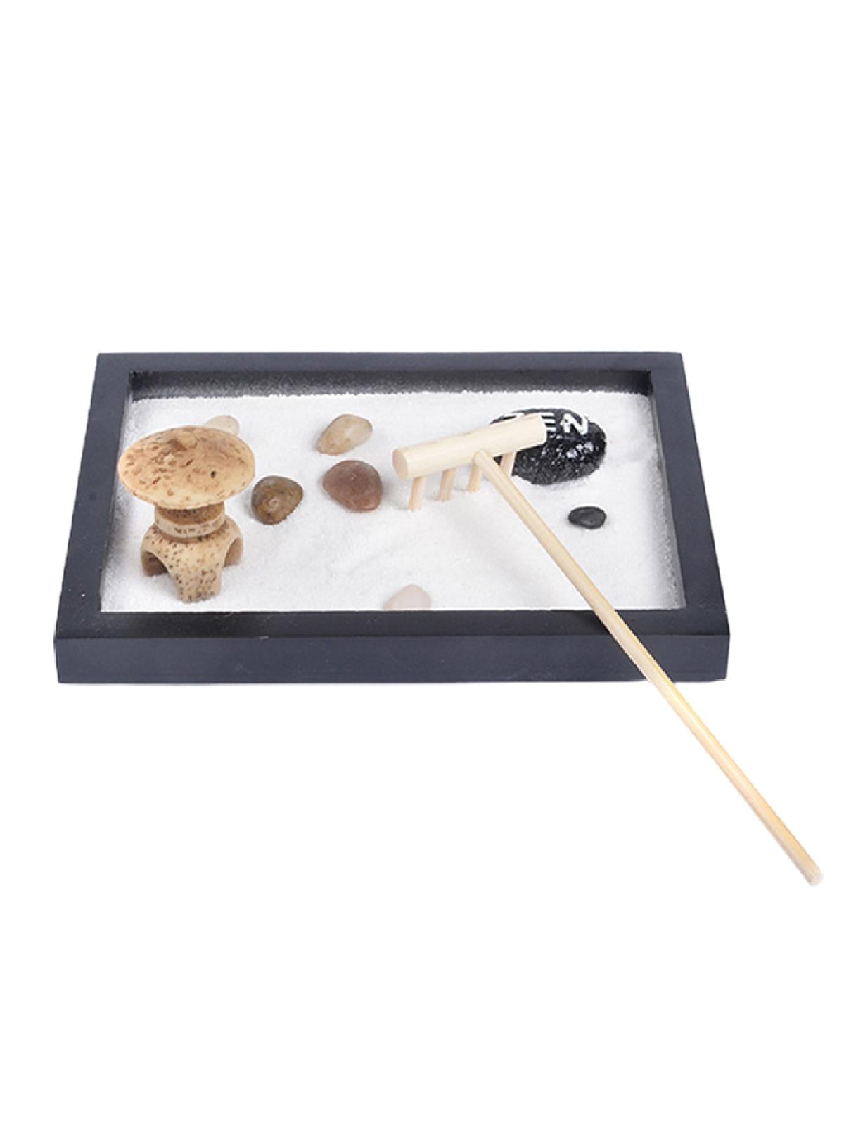Japanese Zen Garden for Desk 6x4 Inches Large Tray White Sand River ...