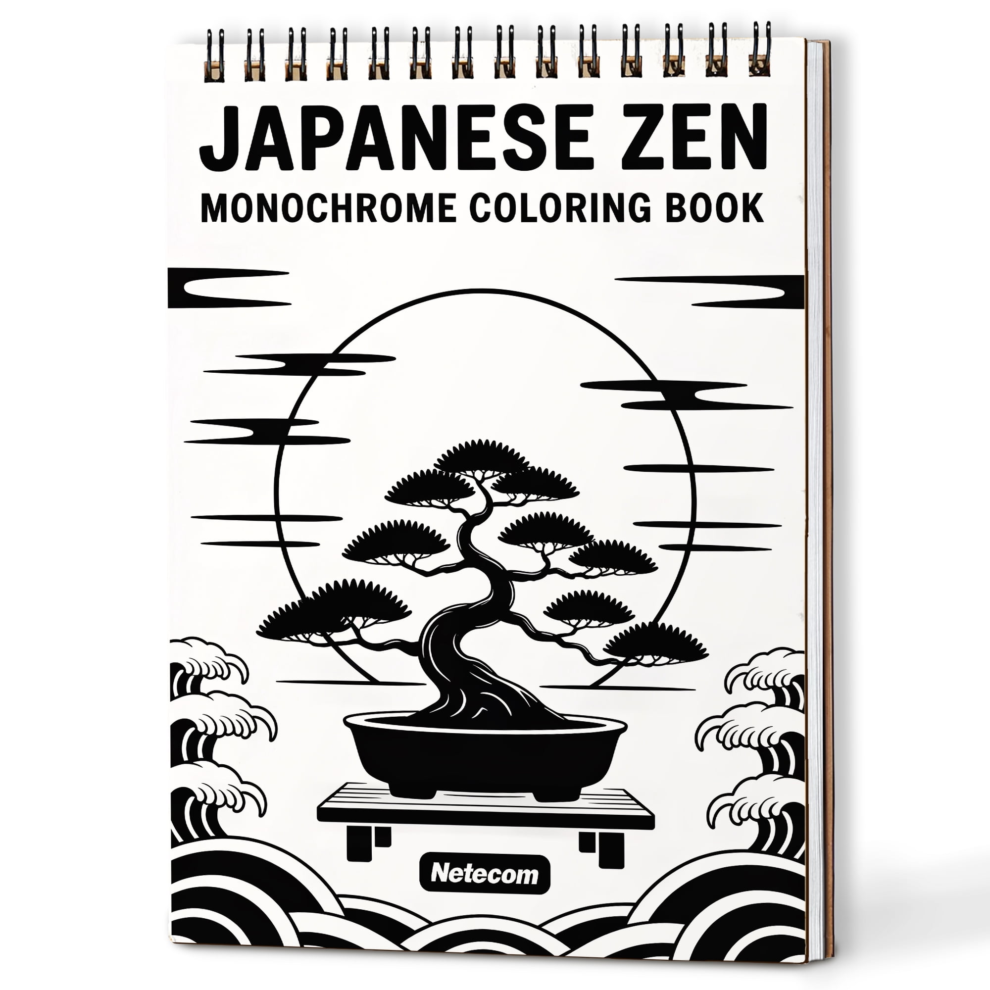 Japanese Zen Monochrome Coloring Book Spiral Bound for Adults, A5 ...