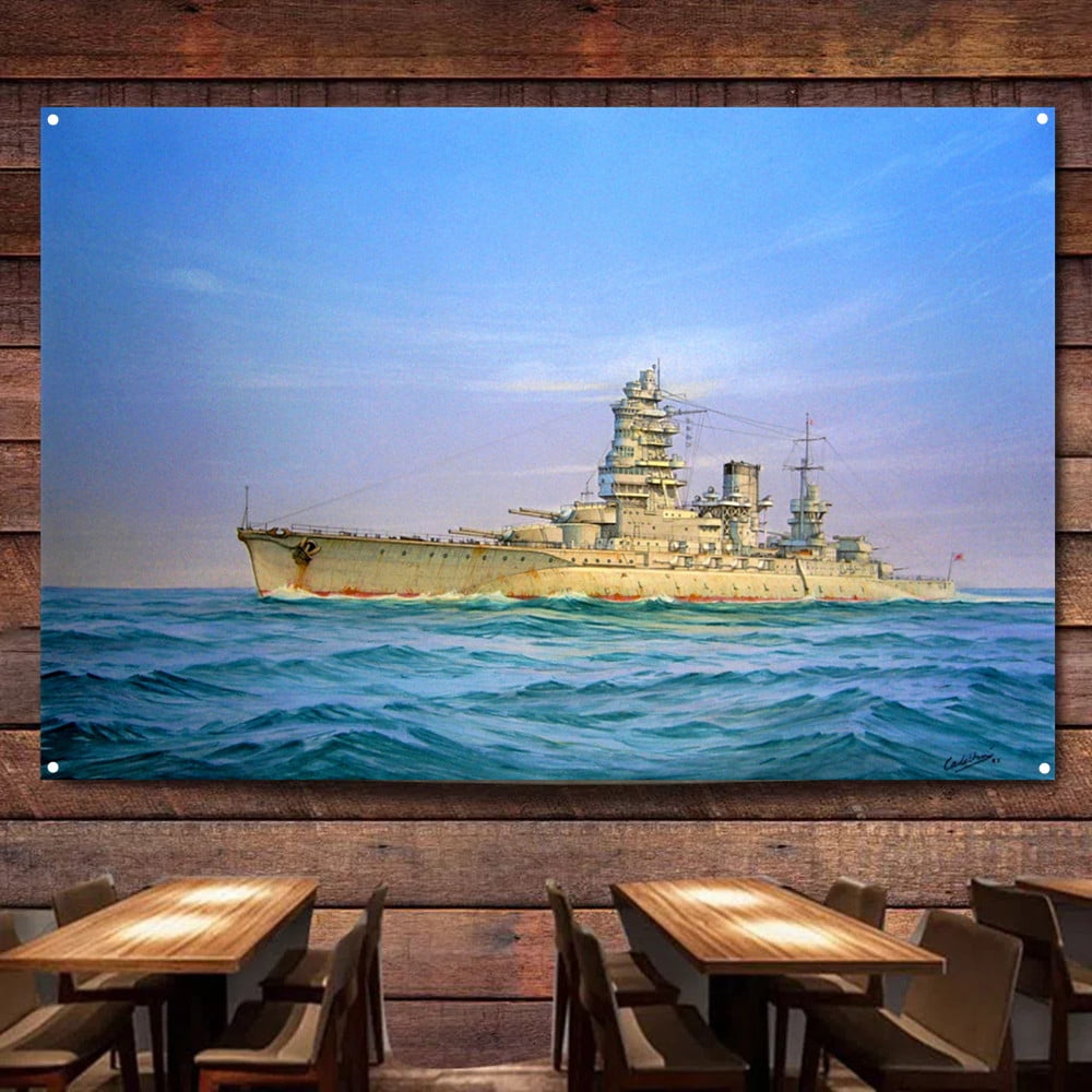 Japanese battleship Wall Art Banners Hanging Flags Wall Chart Warship ...