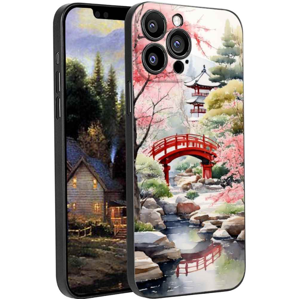 Japanese-gardenred-bridge-cherry-blossoms-2 phone case for iPhone 13 Pro for Women Men Gifts ...