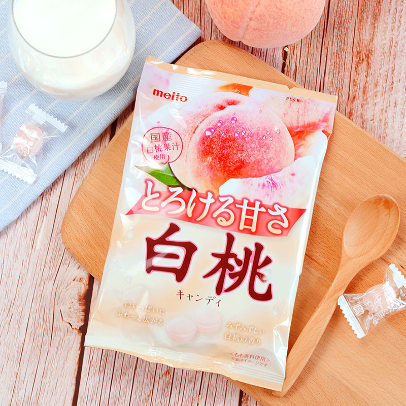Japanese imported snacks Internet celebrity meito sugar white peach sugar Okayama peach fruit ...