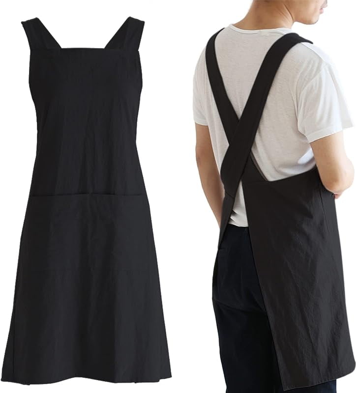 Japanese linen cross shaped kitchen apron, suitable for both men and ...
