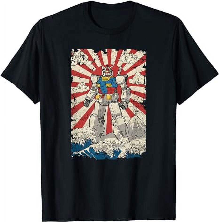 Japanese mecha anime Robot Kanagawa great wave manga T-Shirt - Walmart.com