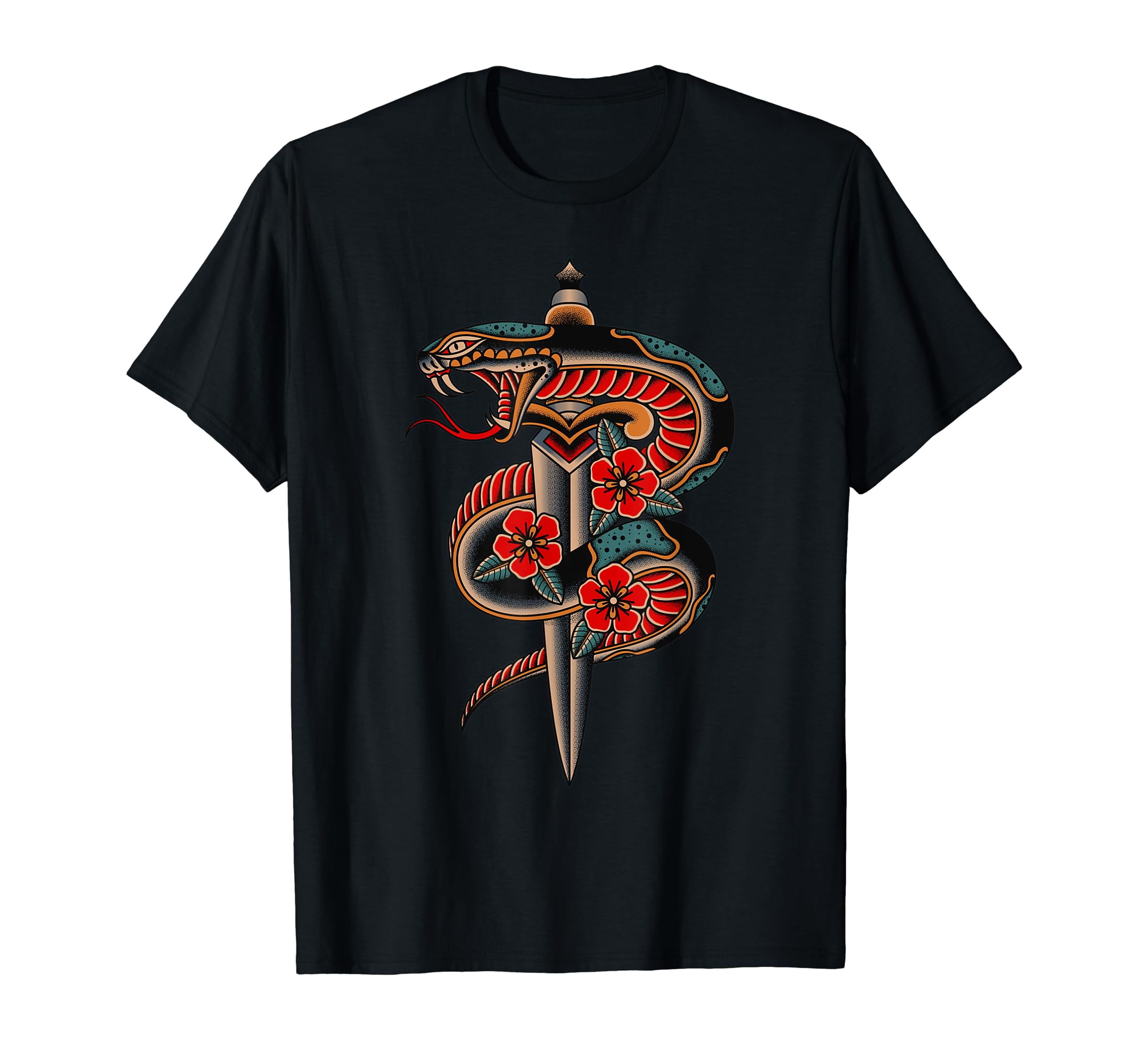 Japanese snake tattoo Black T-Shirt - Walmart.com