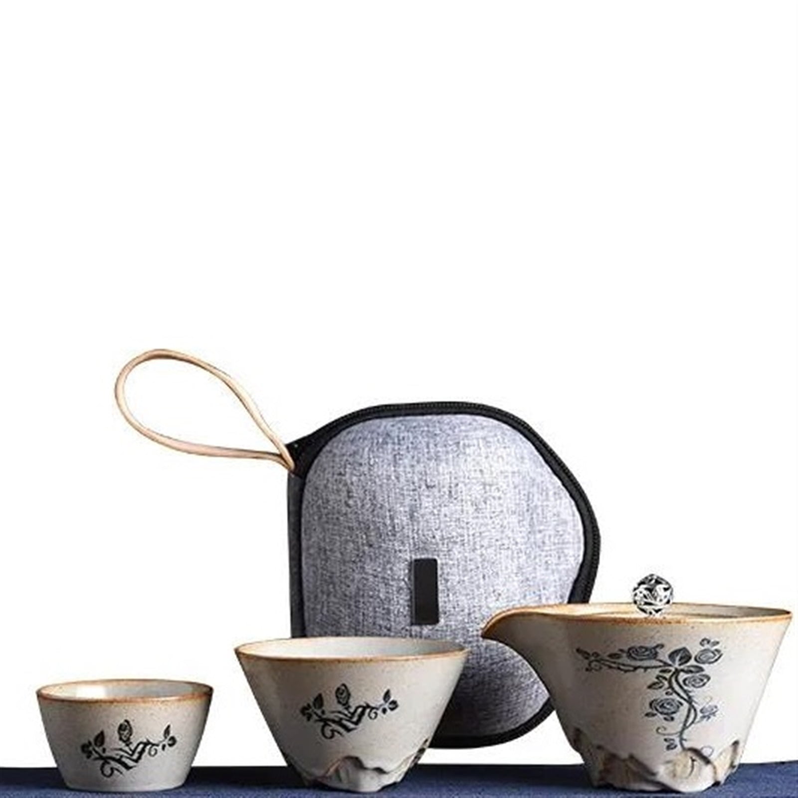Japanese-style Travel Outdoor Quick Cup Tea Set Ivy Flower Ceramic ...