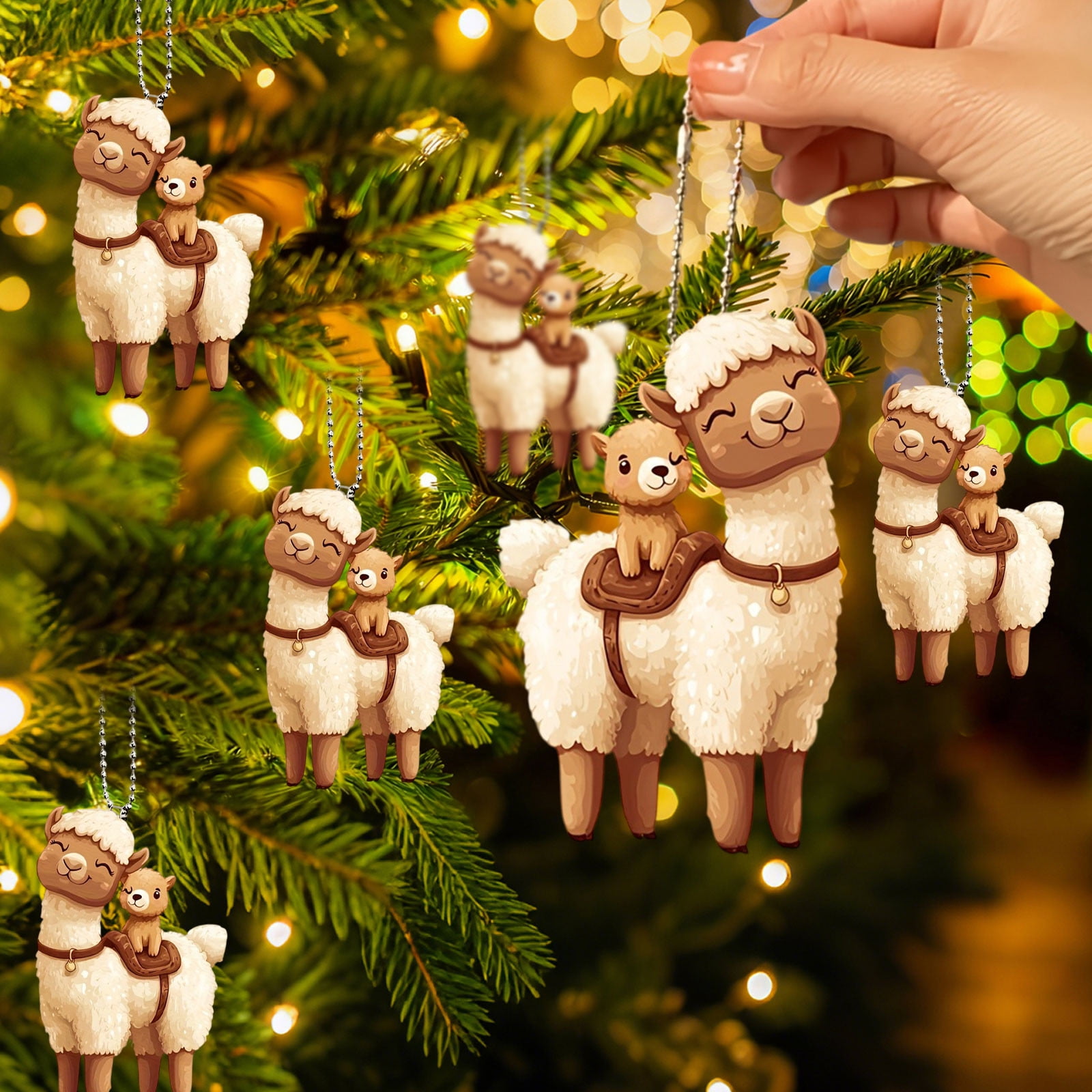 Japceit Acrylic Lamb Christmas Ornaments, Floral Pattern Car Hanging ...