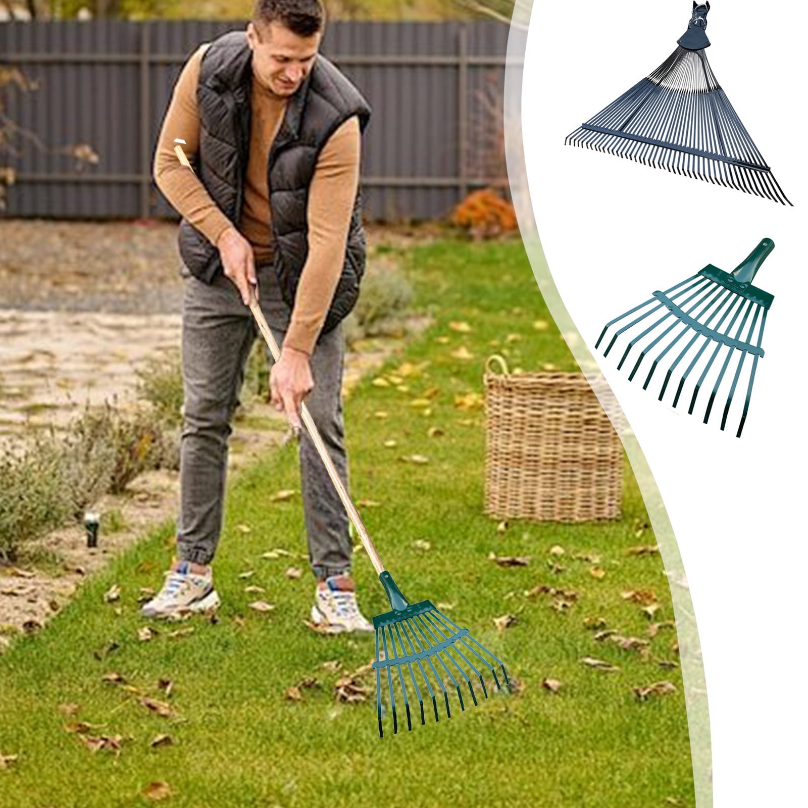 Japceit Artificial Grass Rake Tool, Heavy Duty Lawn Rake for Leaves and ...