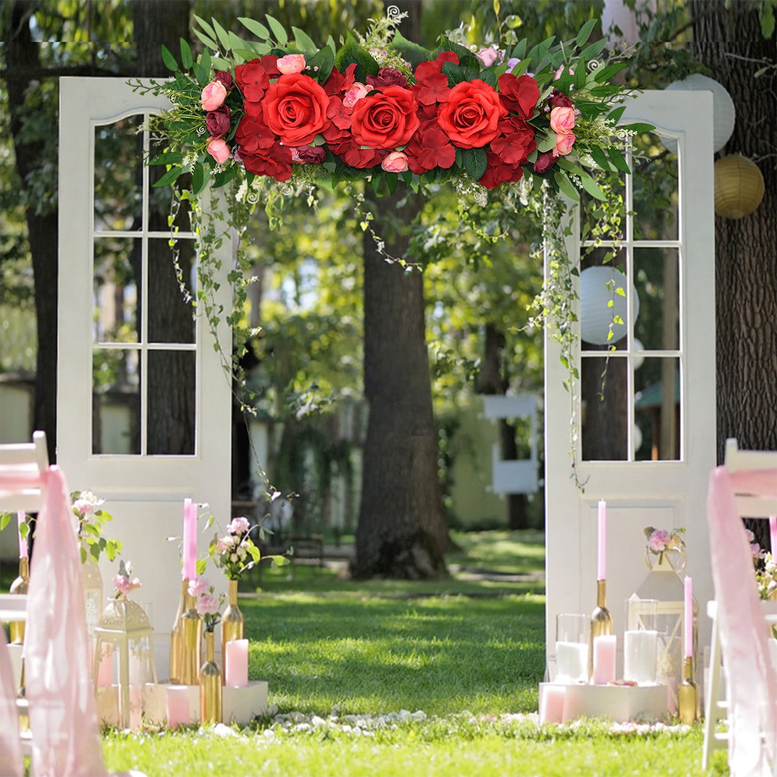Japceit Artificial Peony Flower Garland Swag, Realistic Hydrangeas ...