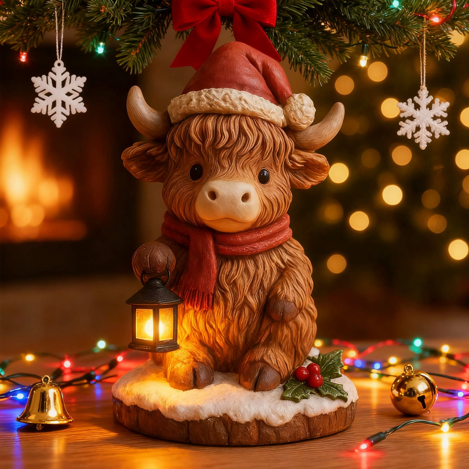Japceit Christmas Glowing Cow Ornament, Upland Cattle Themed Decor ...