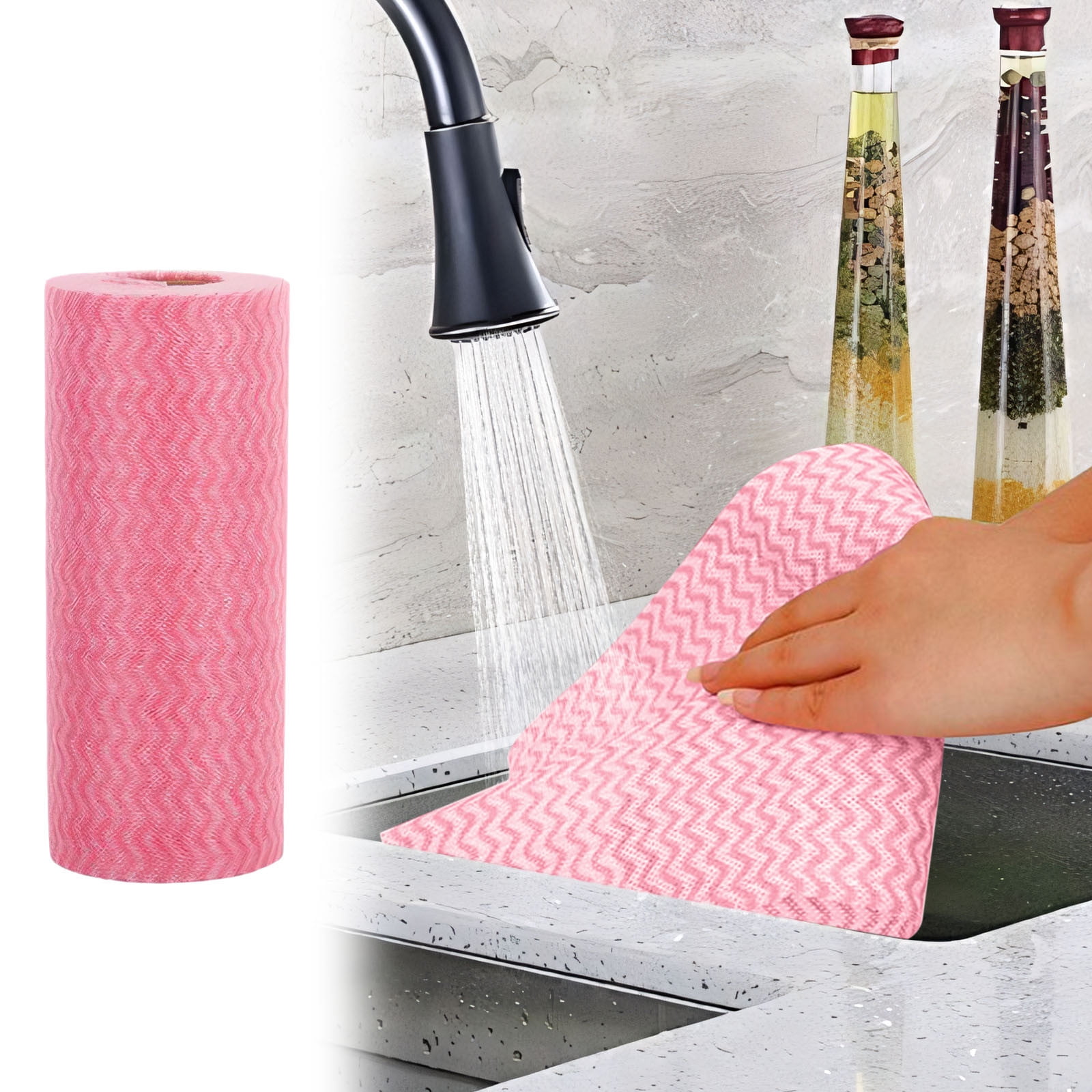 Japceit Disposable Wavy Dish Cloth, Cut-to-Size Cleaning Rag for ...