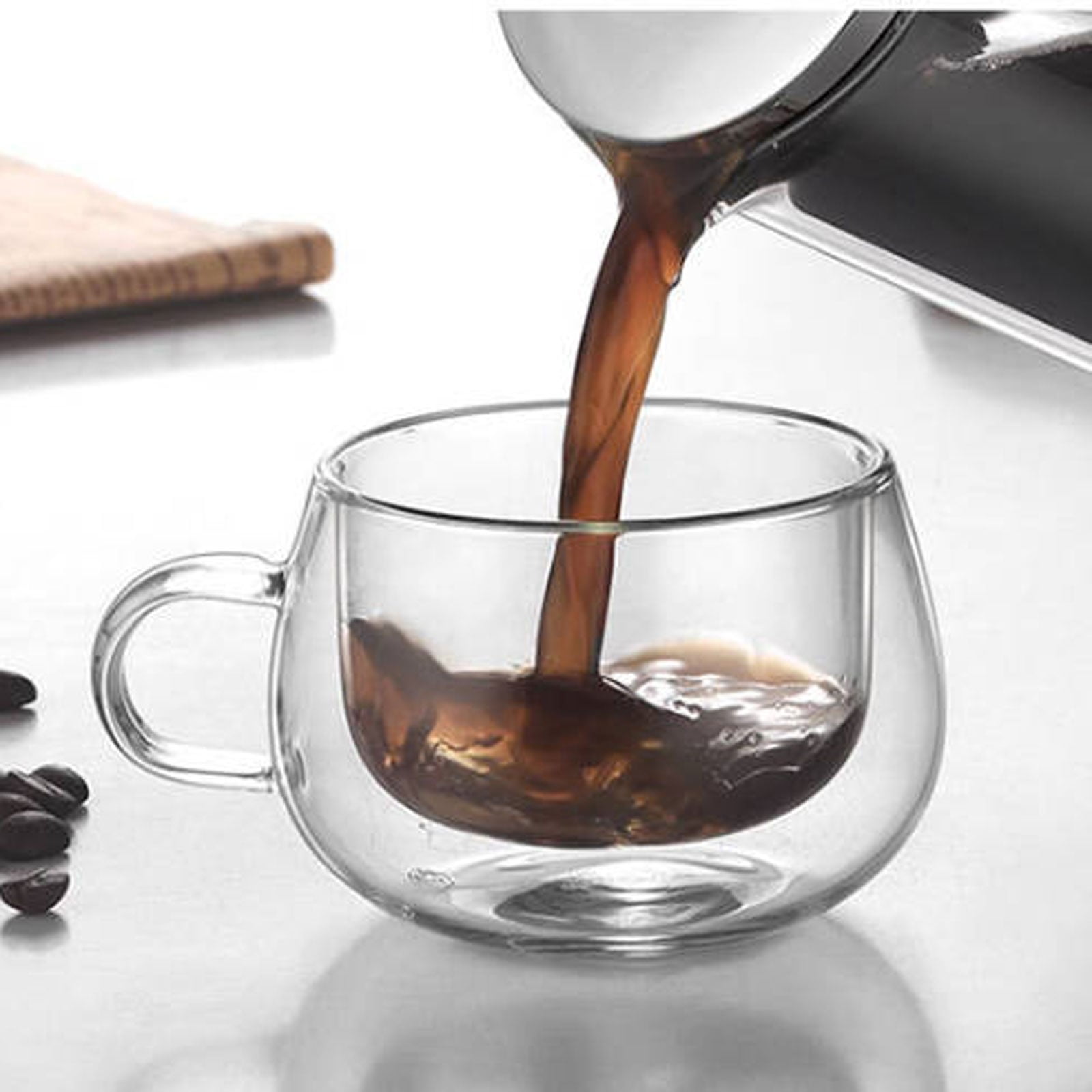 Japceit Double Wall Insulated Glass Coffee Mug, Heat Resistant Clear ...