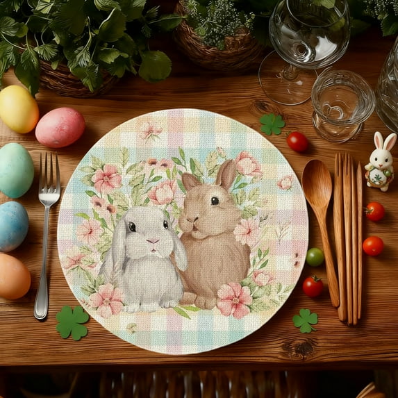 Japceit Easter Round Placemat, Holiday Themed Table Setting Mat for ...