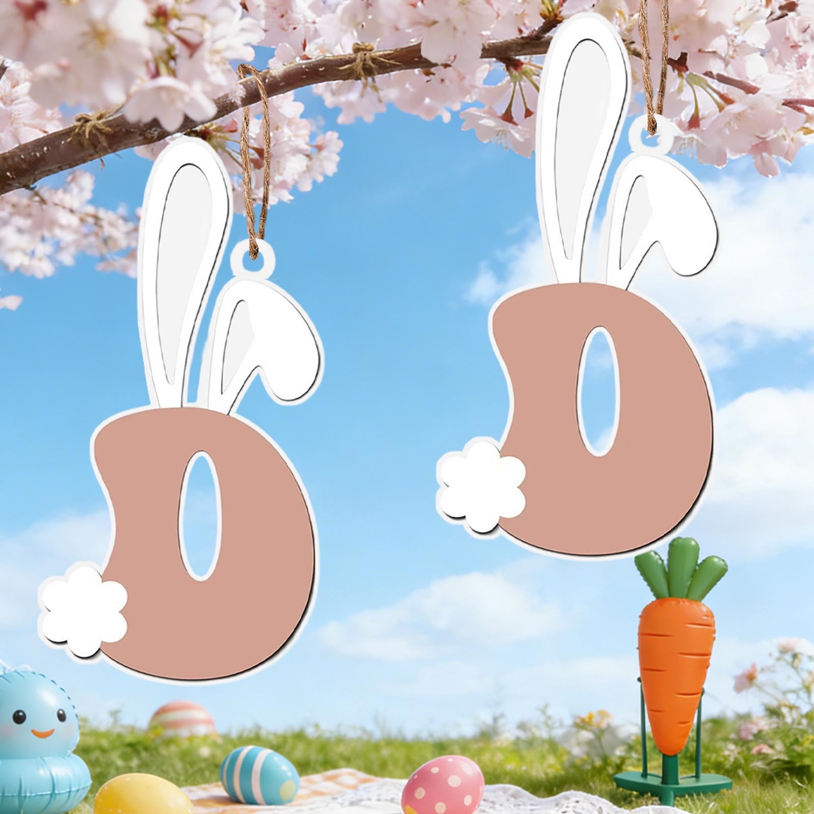 Japceit Easter Wooden Ornament, Bunny Ear Letter Design Hanging ...