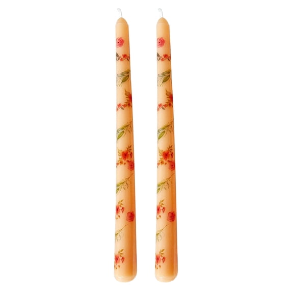 Japceit French Long Rod Taper Candle, 25cm Rose Print Conical Design ...