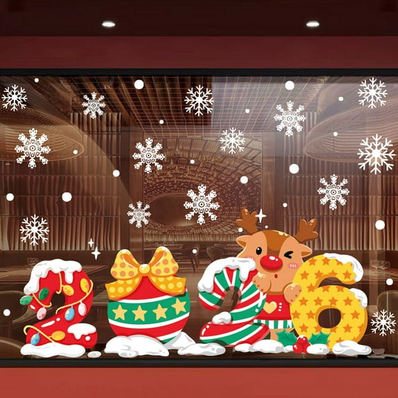 Japceit Holiday Window Decals, Christmas 2026 Theme Stickers with ...