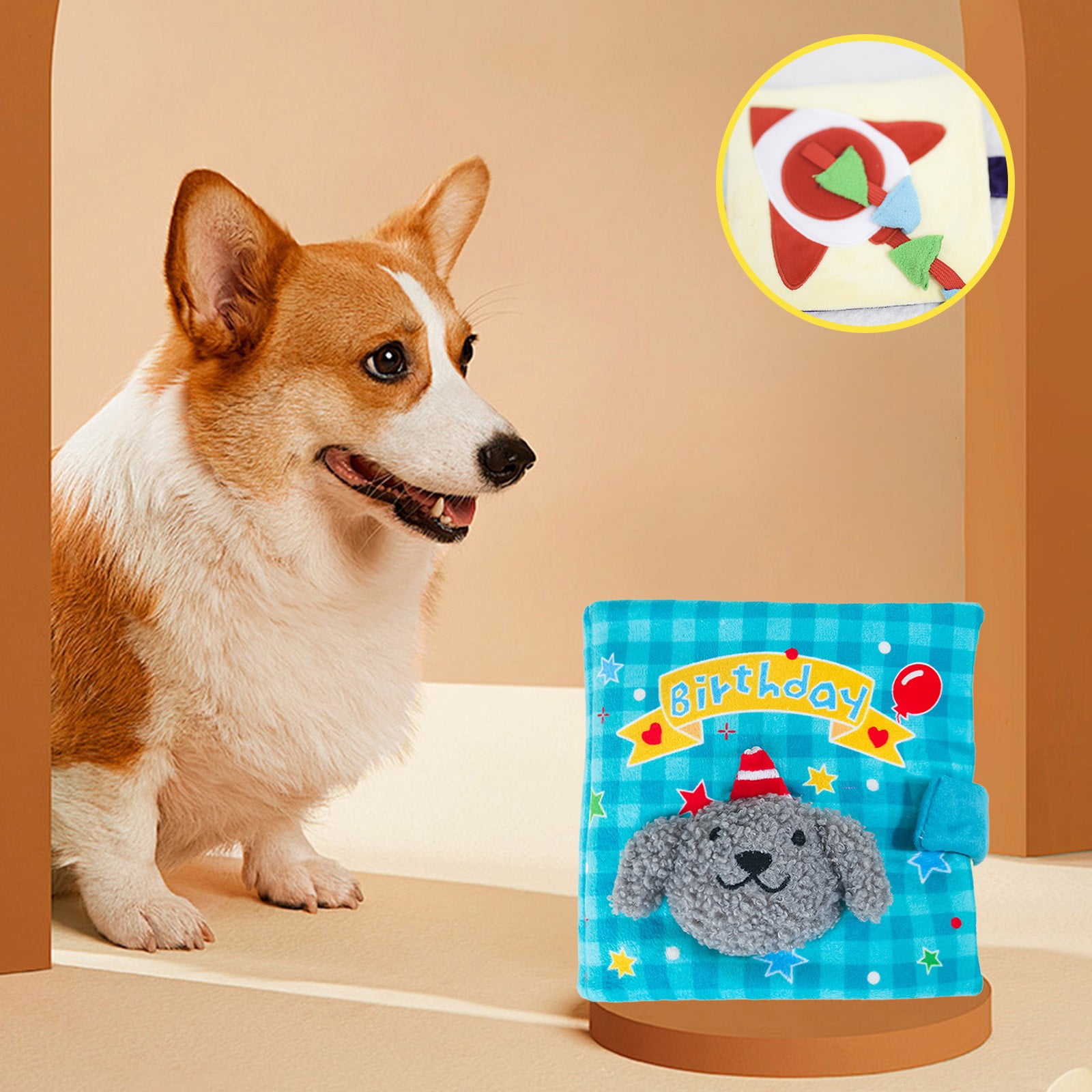 Japceit Interactive Fabric Book Toy for Dogs with Crinkle Sounds and ...