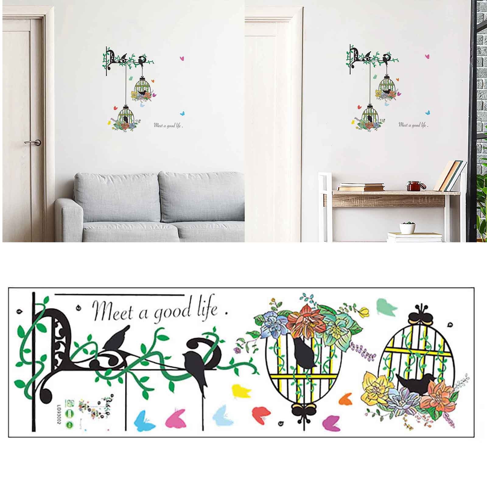 Japceit Iron Bird Cage Wall Sticker, Vintage Style Metal Cage Decal for ...