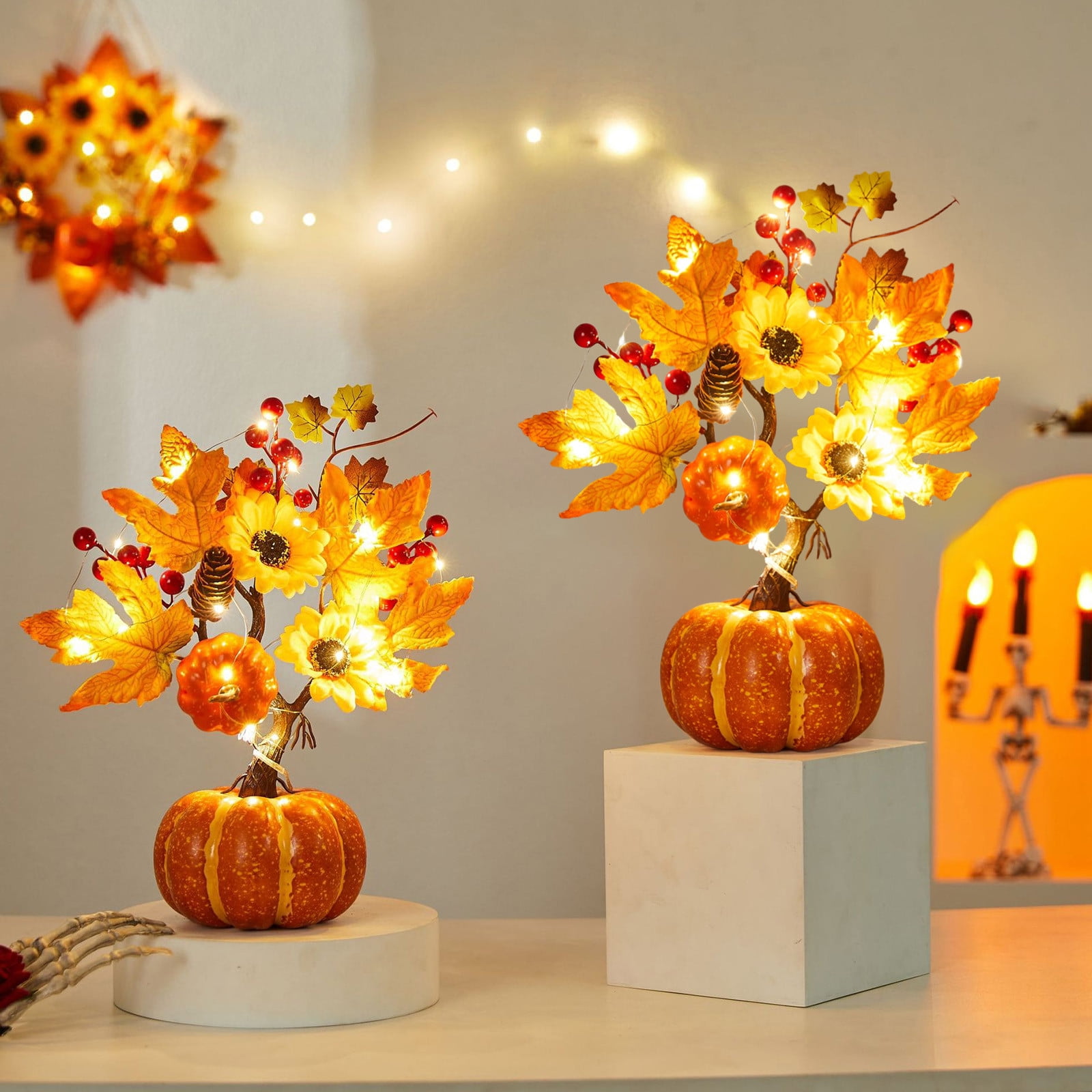 Japceit LED Light-Up Pumpkin Decor, Glowing Thanksgiving Table ...