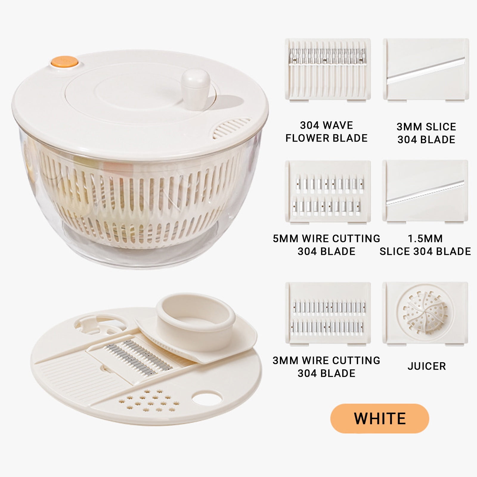 Japceit Multi Functional Vegetable Slicer, Manual Rotating Drain Basket ...