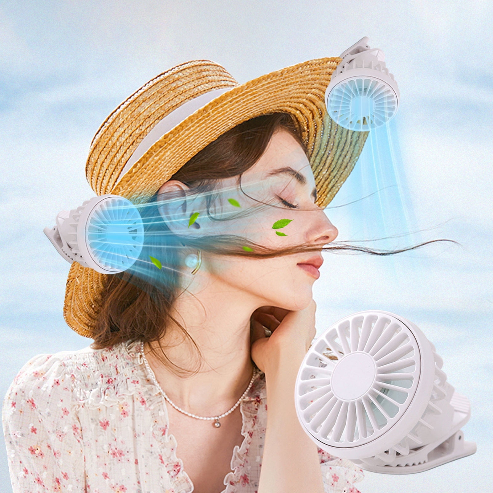 Japceit Portable Clip-on Solar Rechargeable Fan, Multi-Function USB ...