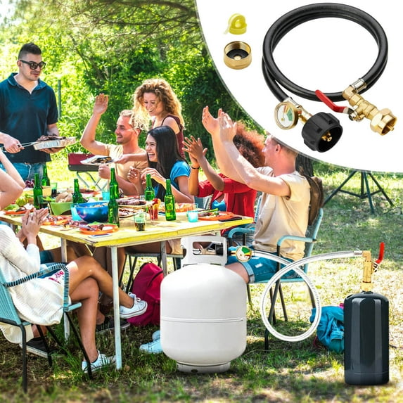 Japceit Propane Refill Adapter Hose, Gauge and Control Valve Included ...