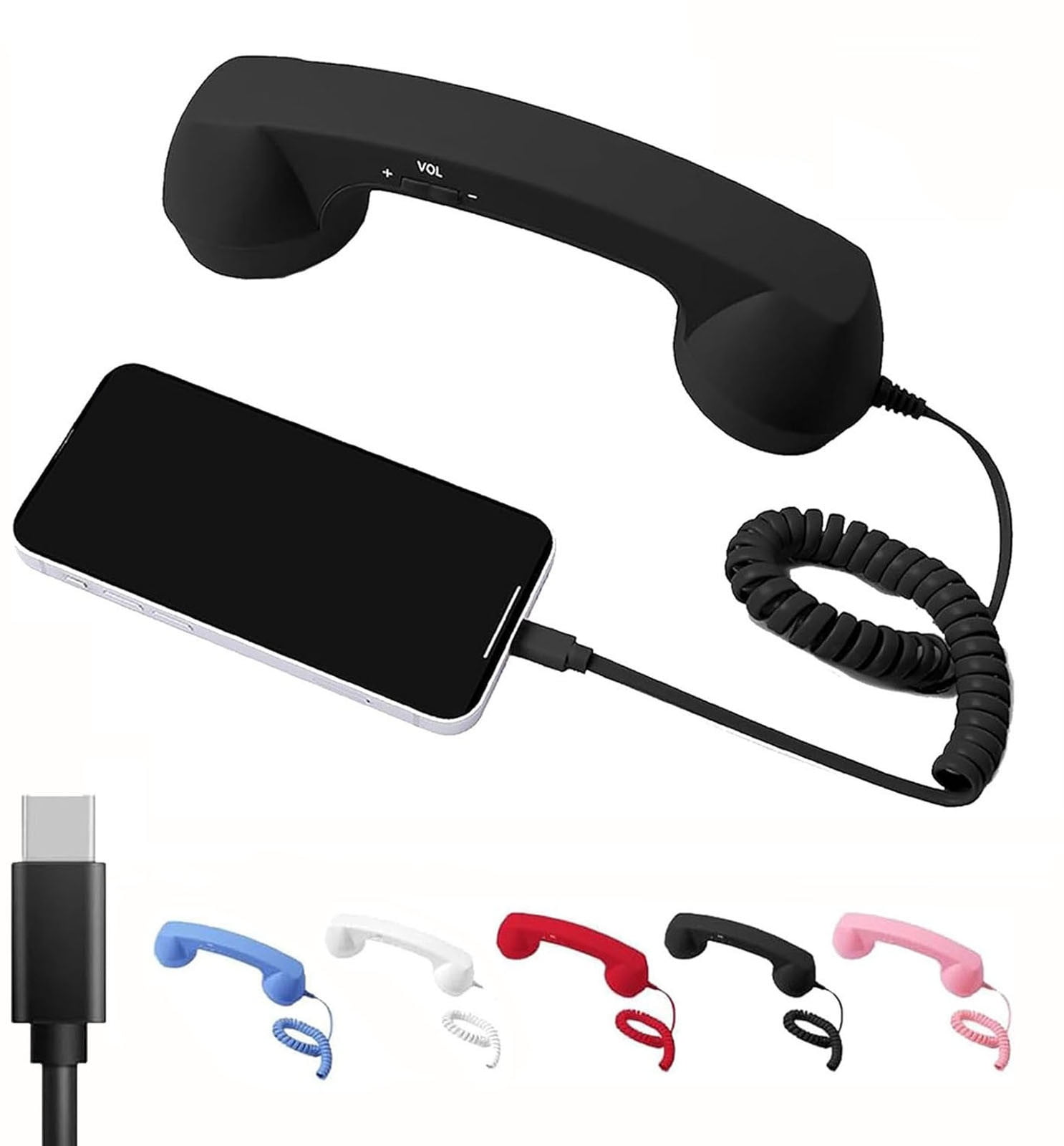 Japceit Type-C Mobile Microphone, Direct Plug Retro Style Headset ...