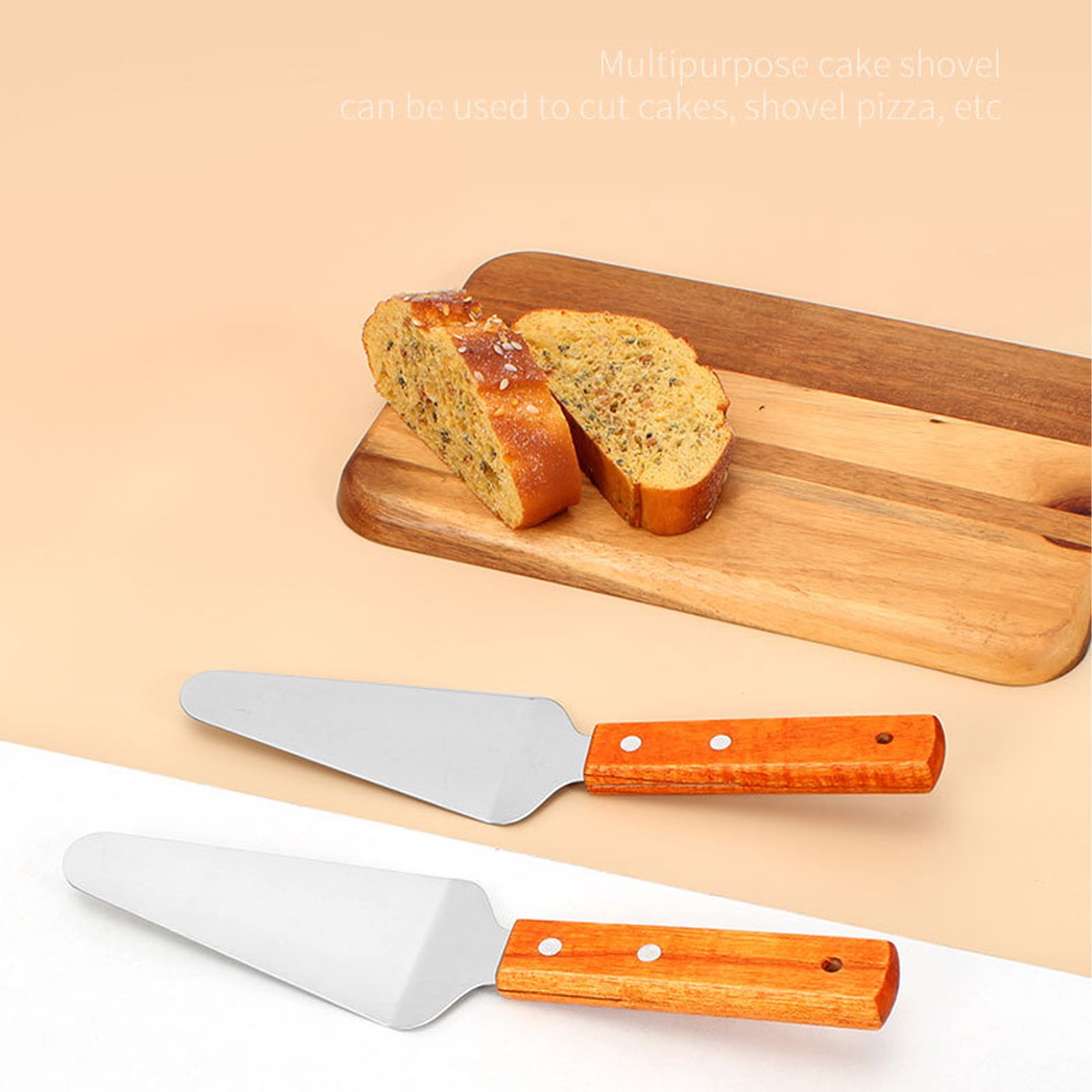 Japceit Wooden Handle Pizza Spatula, Stainless Steel Cake Turner, Multi ...