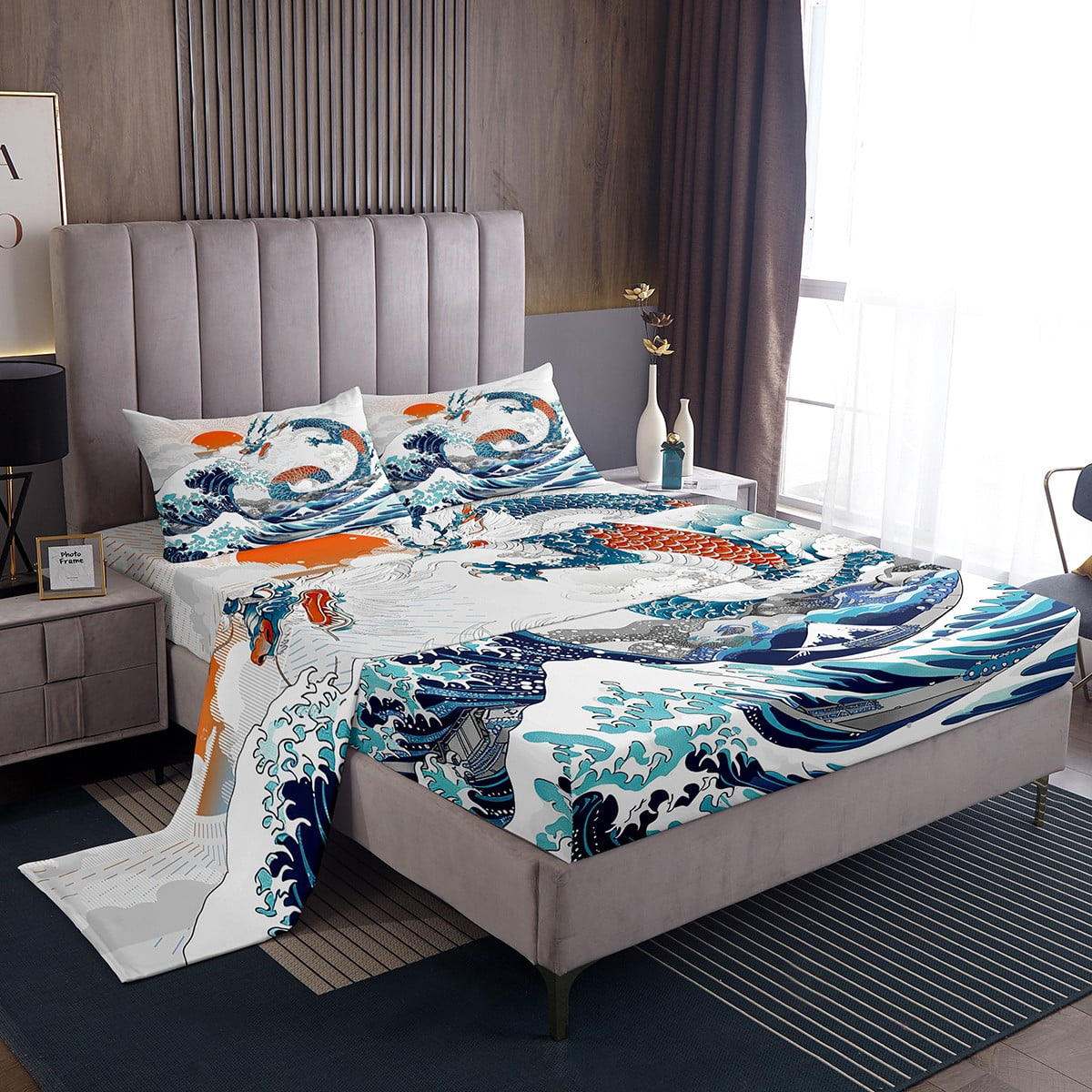 Japenese Bed Sheets Set Full,Cartoon Asin Dragon Sheet Set for Kids ...