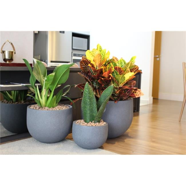 Japi Pottery JVRR33C Japi Pottery - Rustic Round Planter Charcoal 13 ...