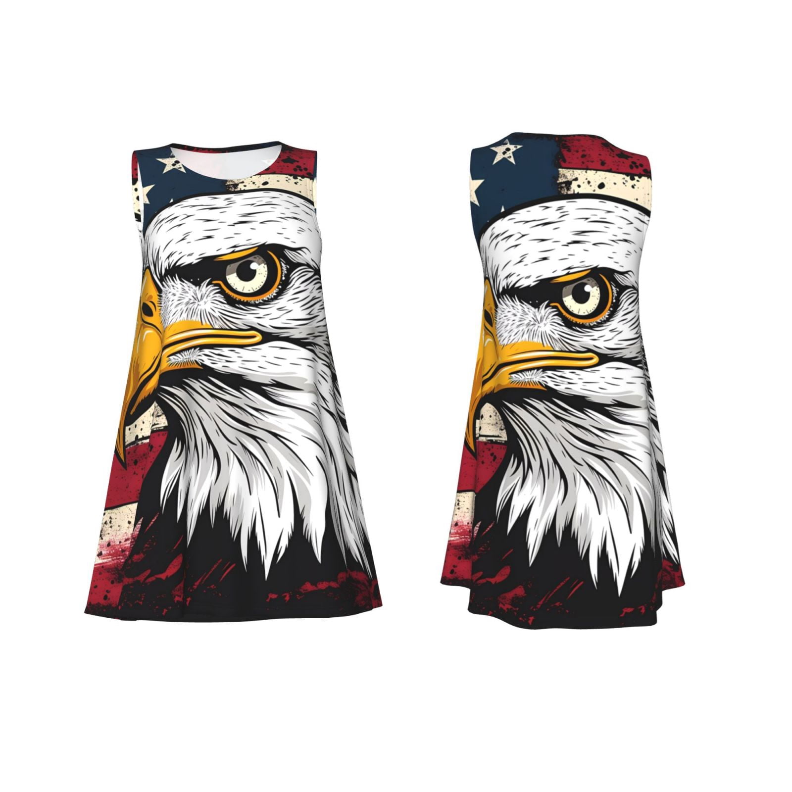 Japuie American Bald Eagle Print Summer Dresses for Women,Women's ...