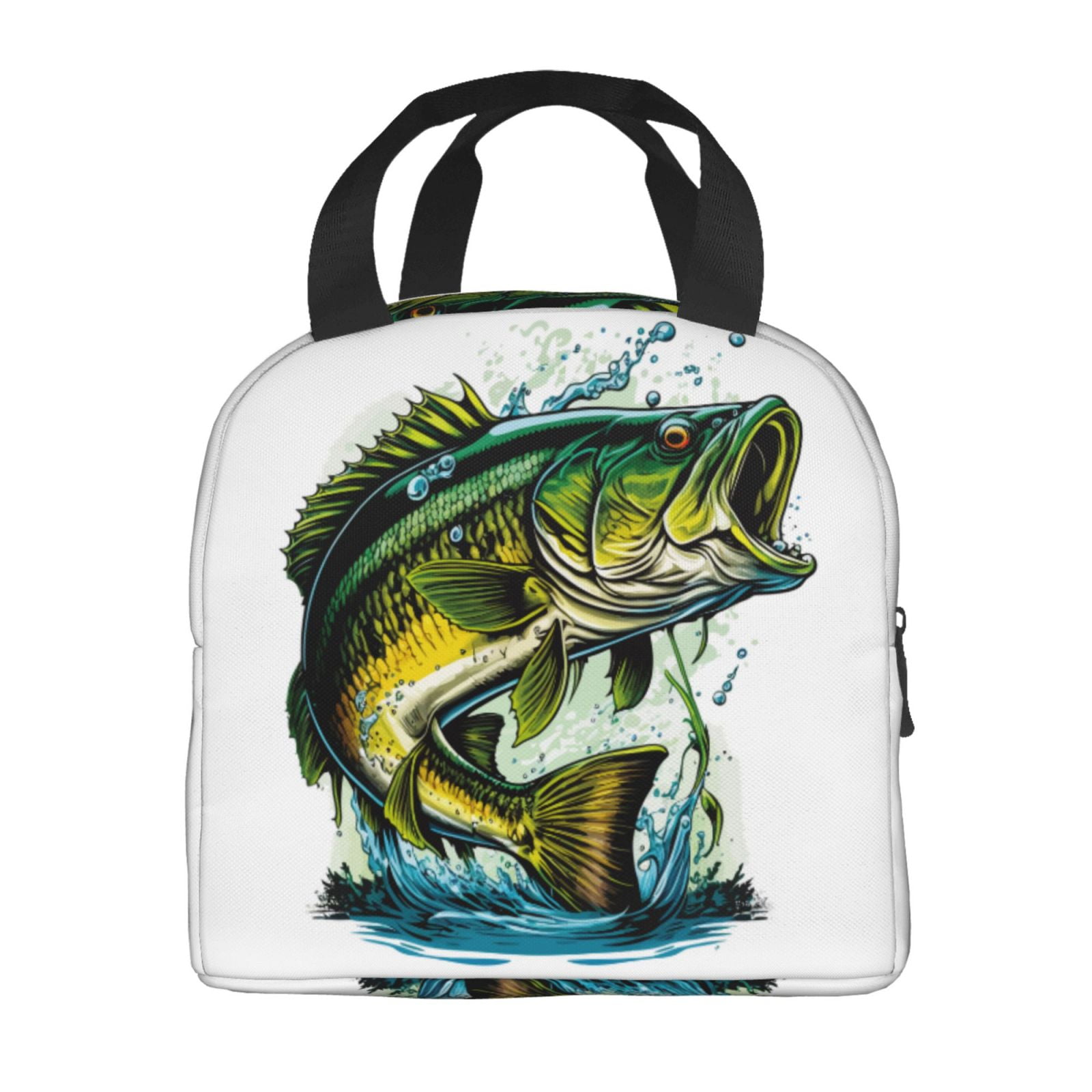 Japuie Big bass fish Print Insulated Lunch Bag Tote with Large Capacity ...
