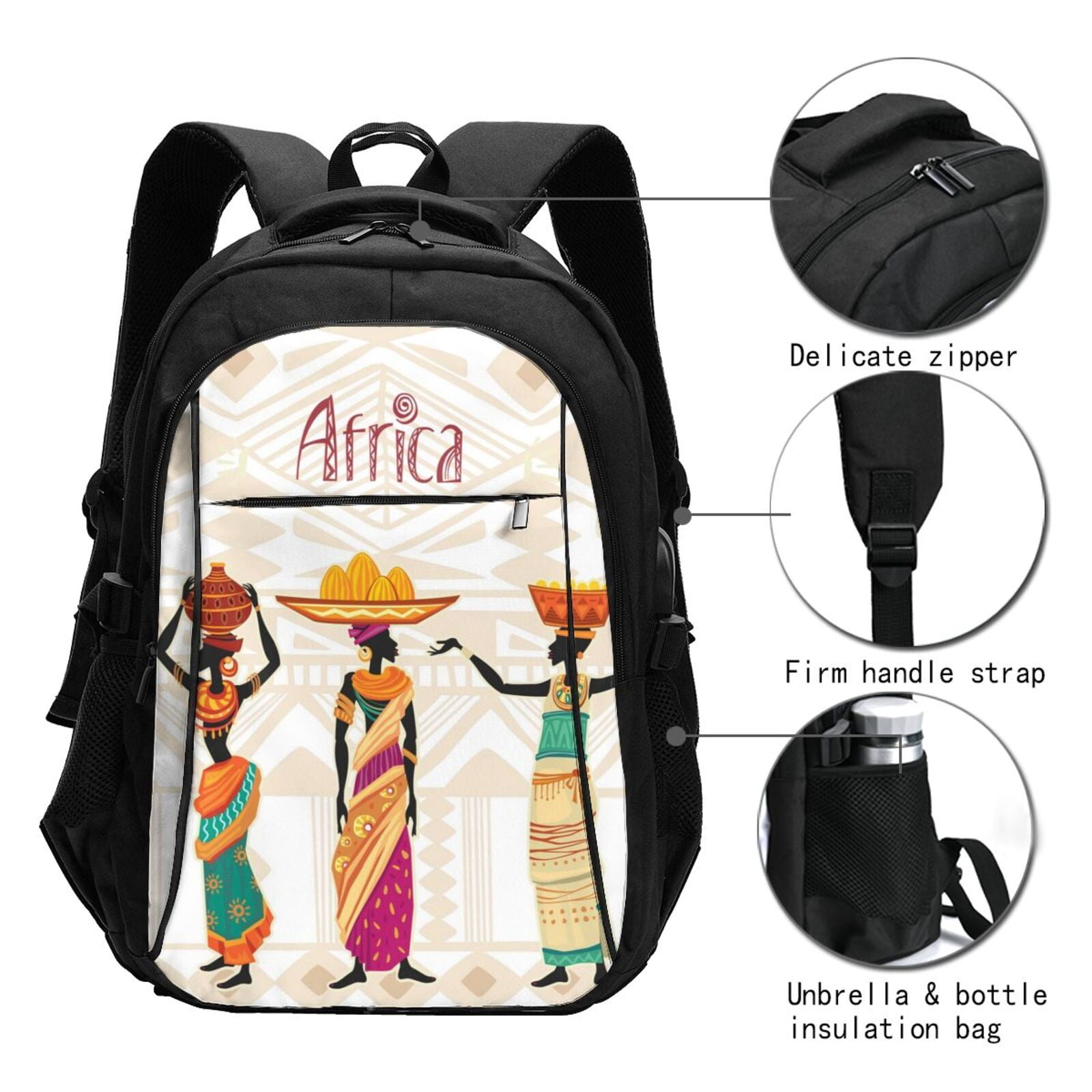 Japuie Black African Woman Print Laptop Backpack,Business Travel ...