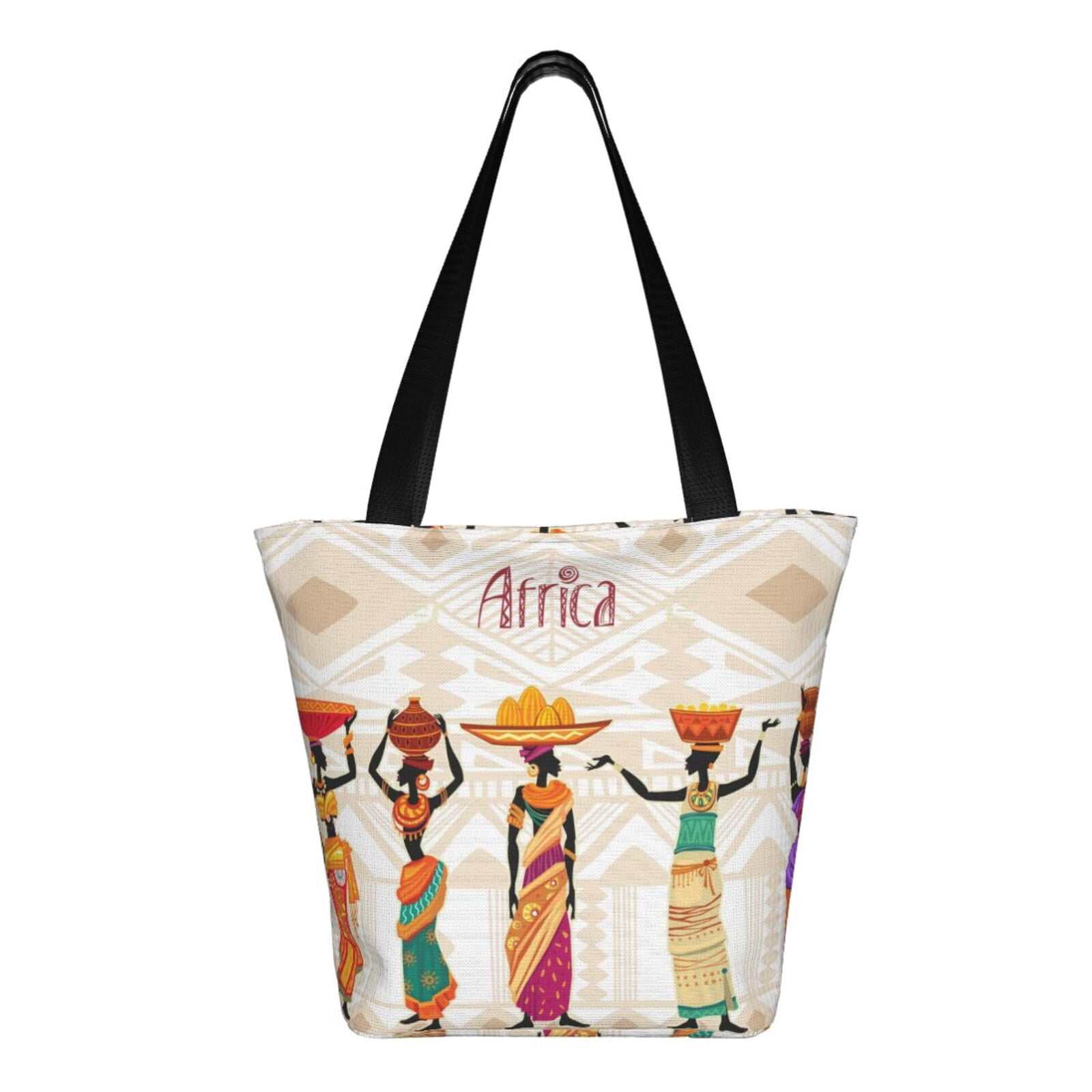 Japuie Black African Woman Print Women's Crossbody Tote Handbag ...