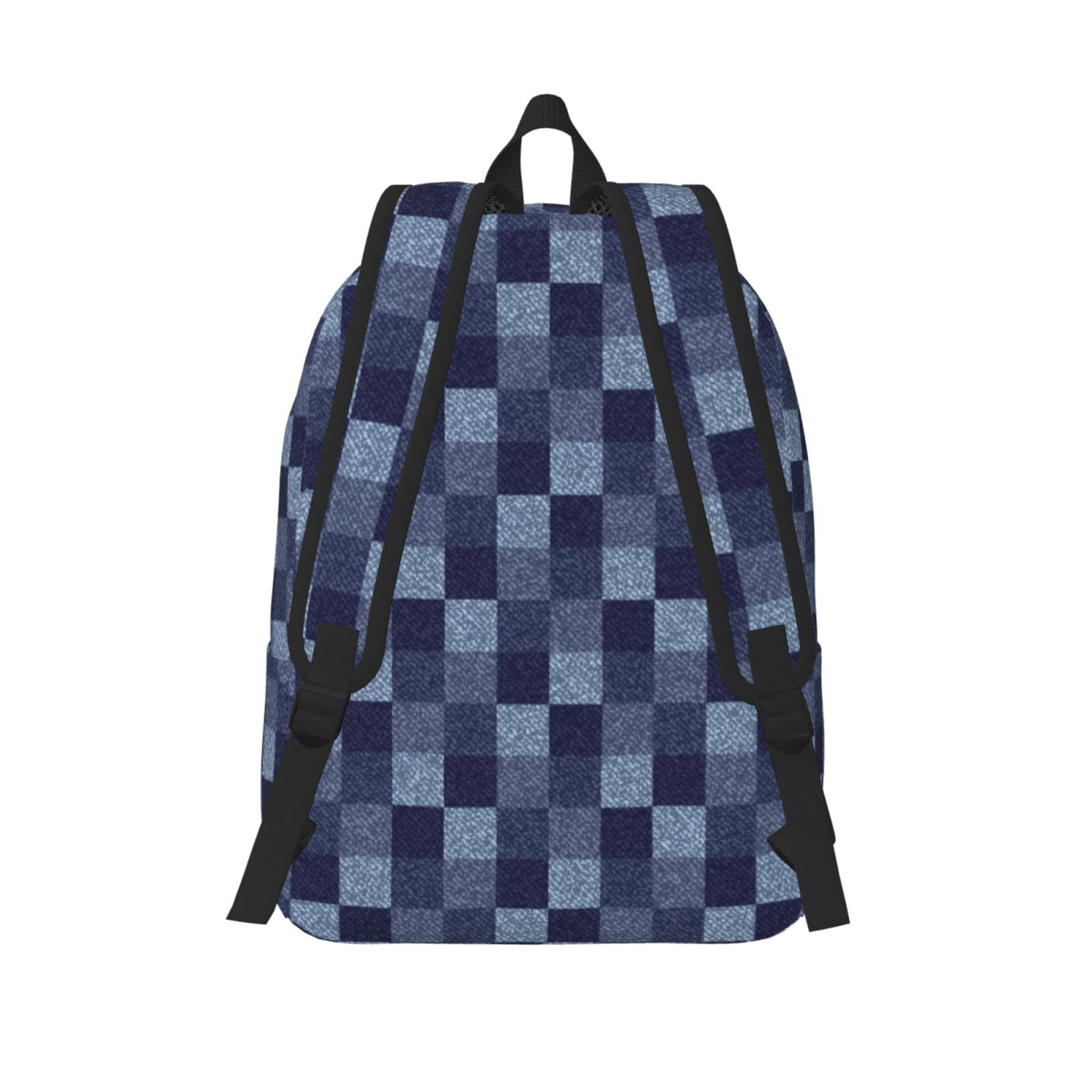 Japuie Blue Gingham Buffalo Check Durable Canvas Laptop Backpack ...