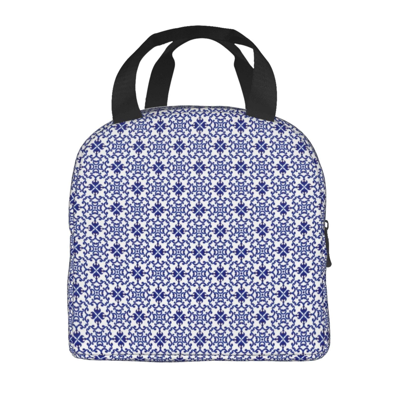Japuie Blue And White Porcelain Chinaware Print Insulated Lunch Bag ...