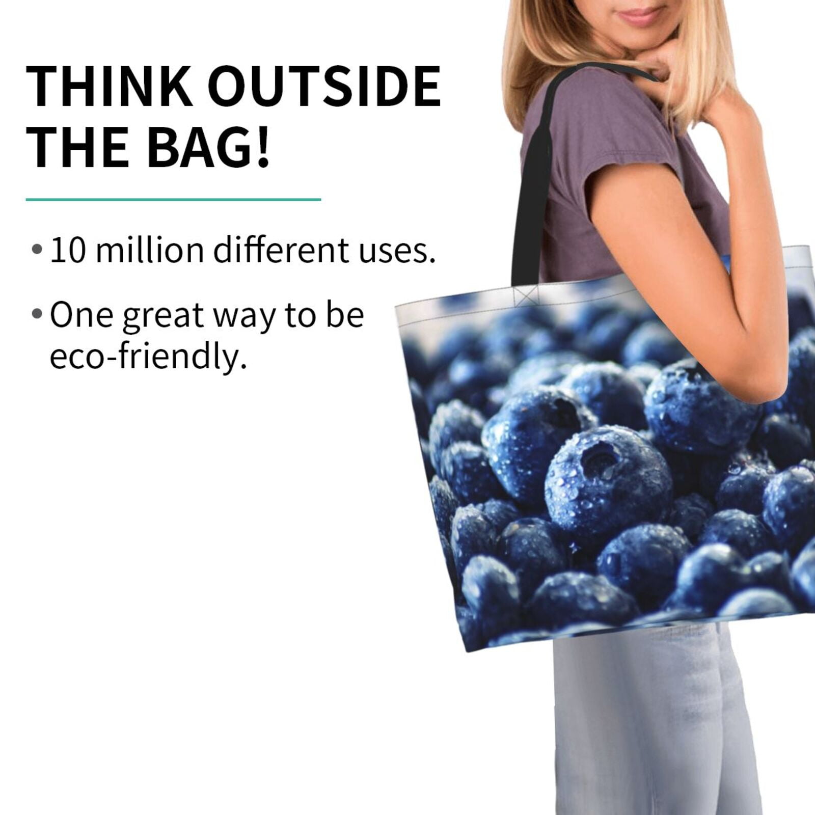 Japuie Blueberry Print Shoulder Bag,Top Handle Shoulder Purses and ...