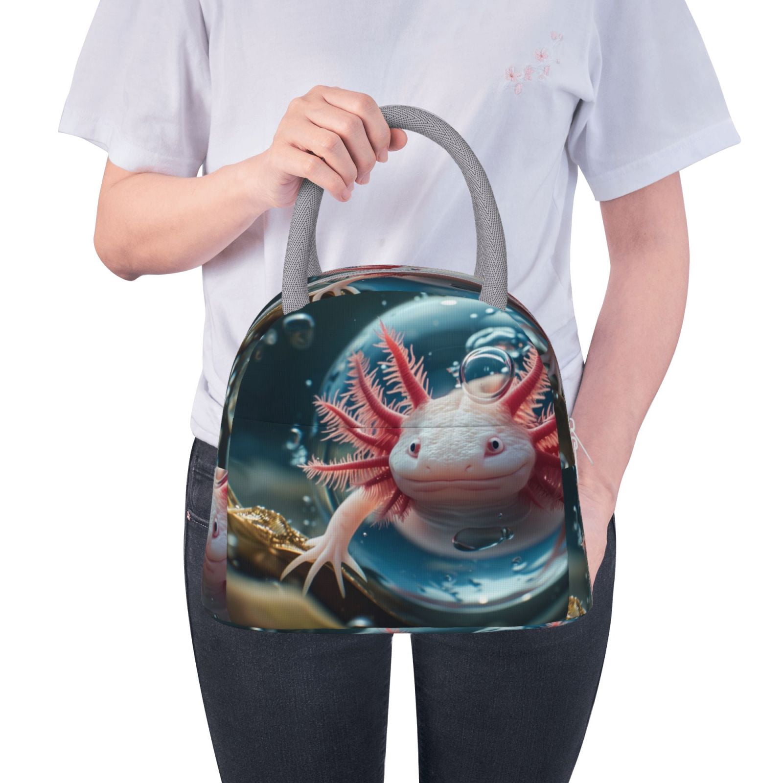 Japuie Bubbles Axolotl Fantasy Print Insulated Lunch Bag,Lunch Box for ...