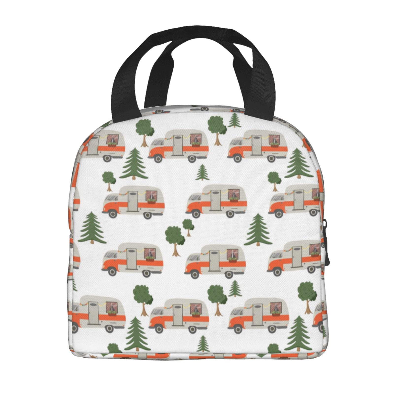 Japuie Camp Van Print Insulated Lunch Bag Tote with Large Capacity ...