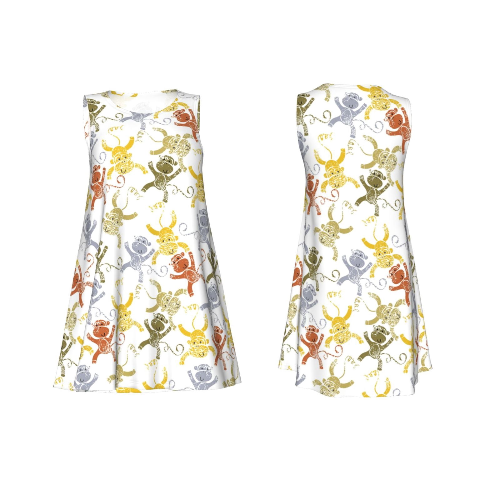 Japuie Orange Fox Print Summer Dresses for Women,Women's Sleeveless ...