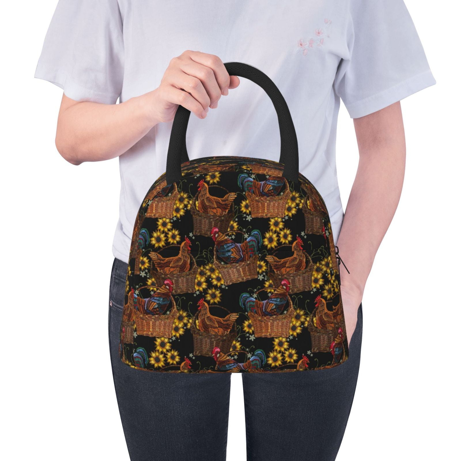 Japuie Chicken Rooster Print Insulated Lunch Bag,Lunch Box for Women ...