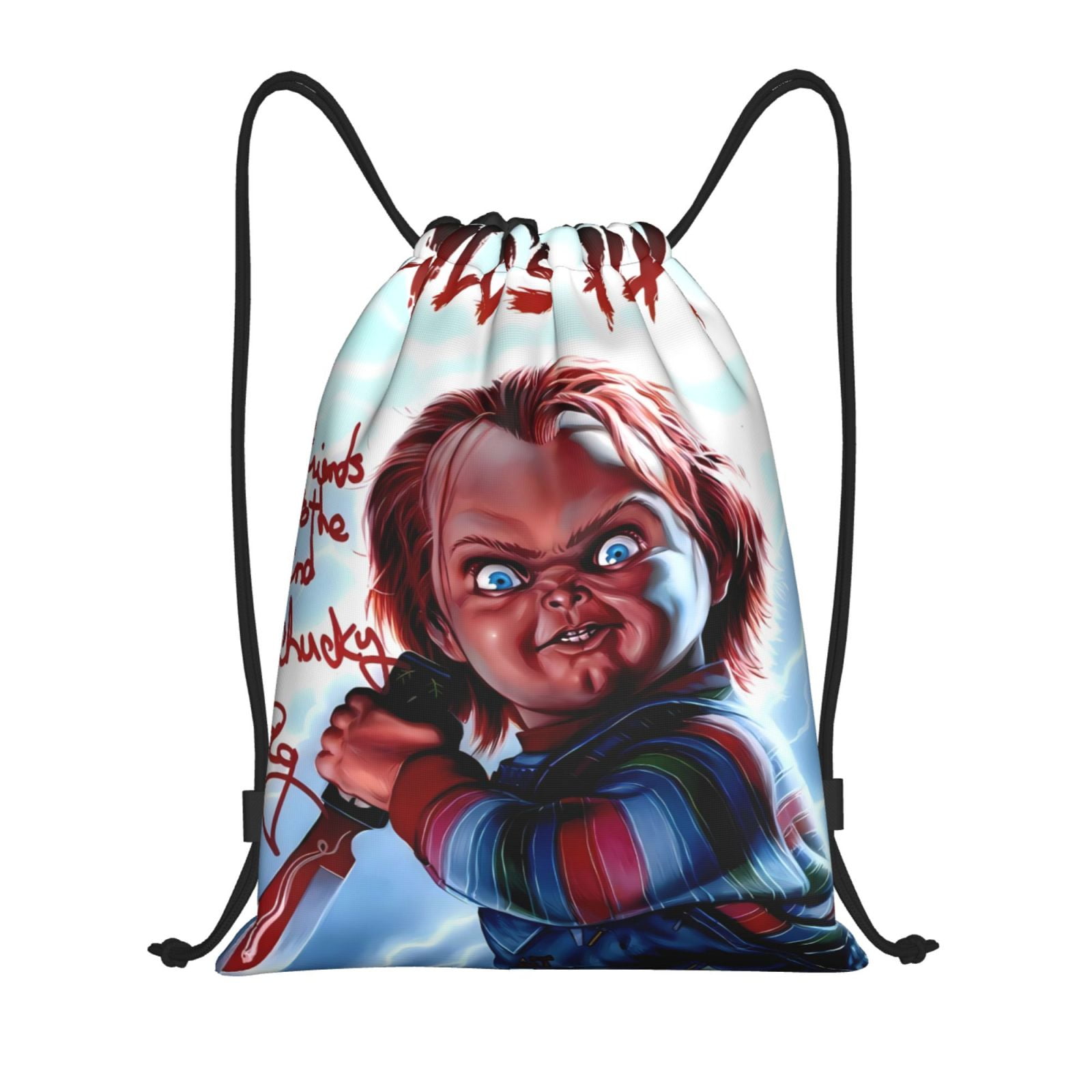 Japuie Chucky Print Drawstring Backpack,Drawstring Bags, Draw String ...