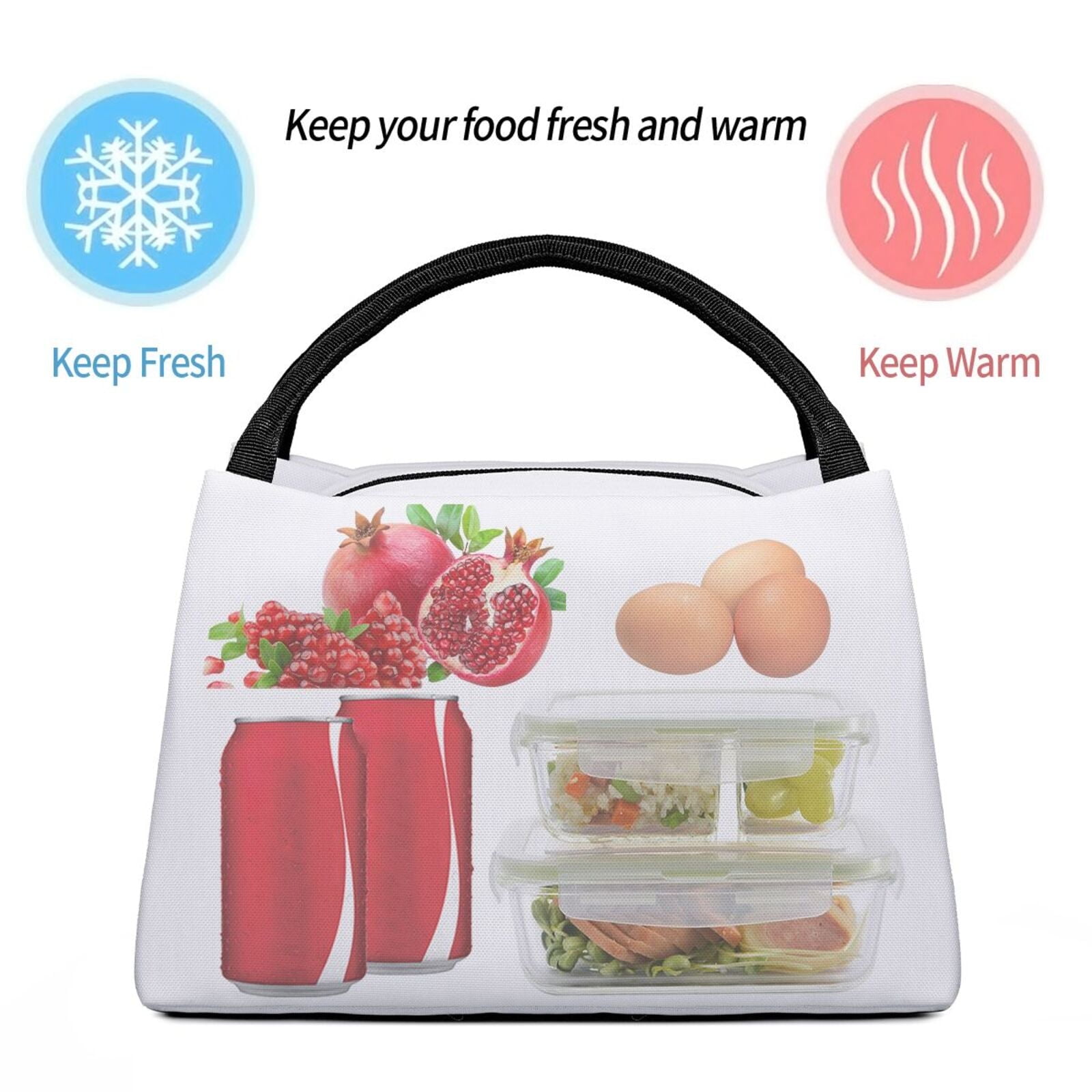Japuie Corn Cob Print Insulated Lunch Bag, Portable Leakproof Cooler Bag,Foldable Thermal Tote ...