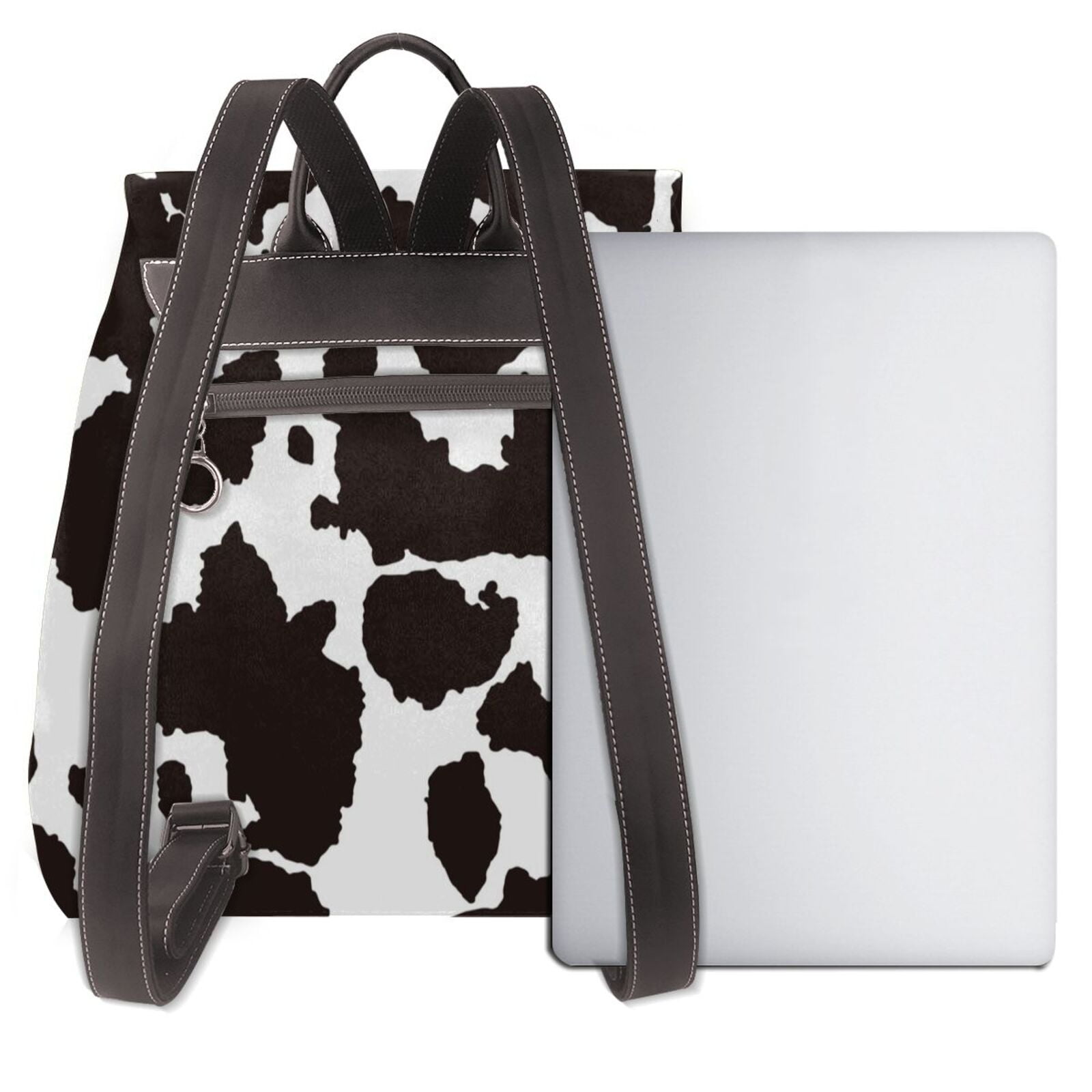 Japuie Cow Skin 2 Print Women's Leather Backpack, Leather Drawstring ...