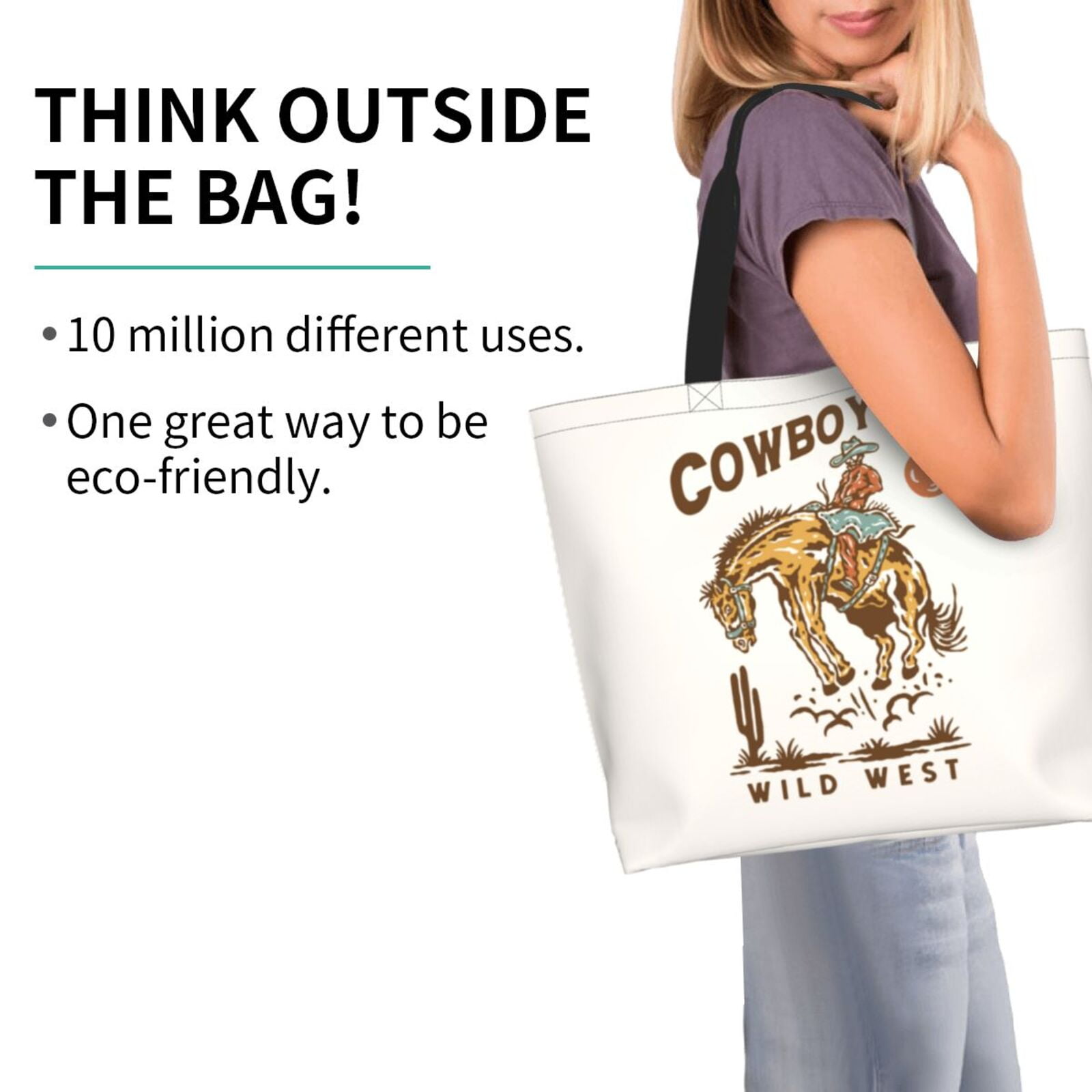 Japuie Cowboy Up Vintage Wild West Print Shoulder Bag,Top Handle ...