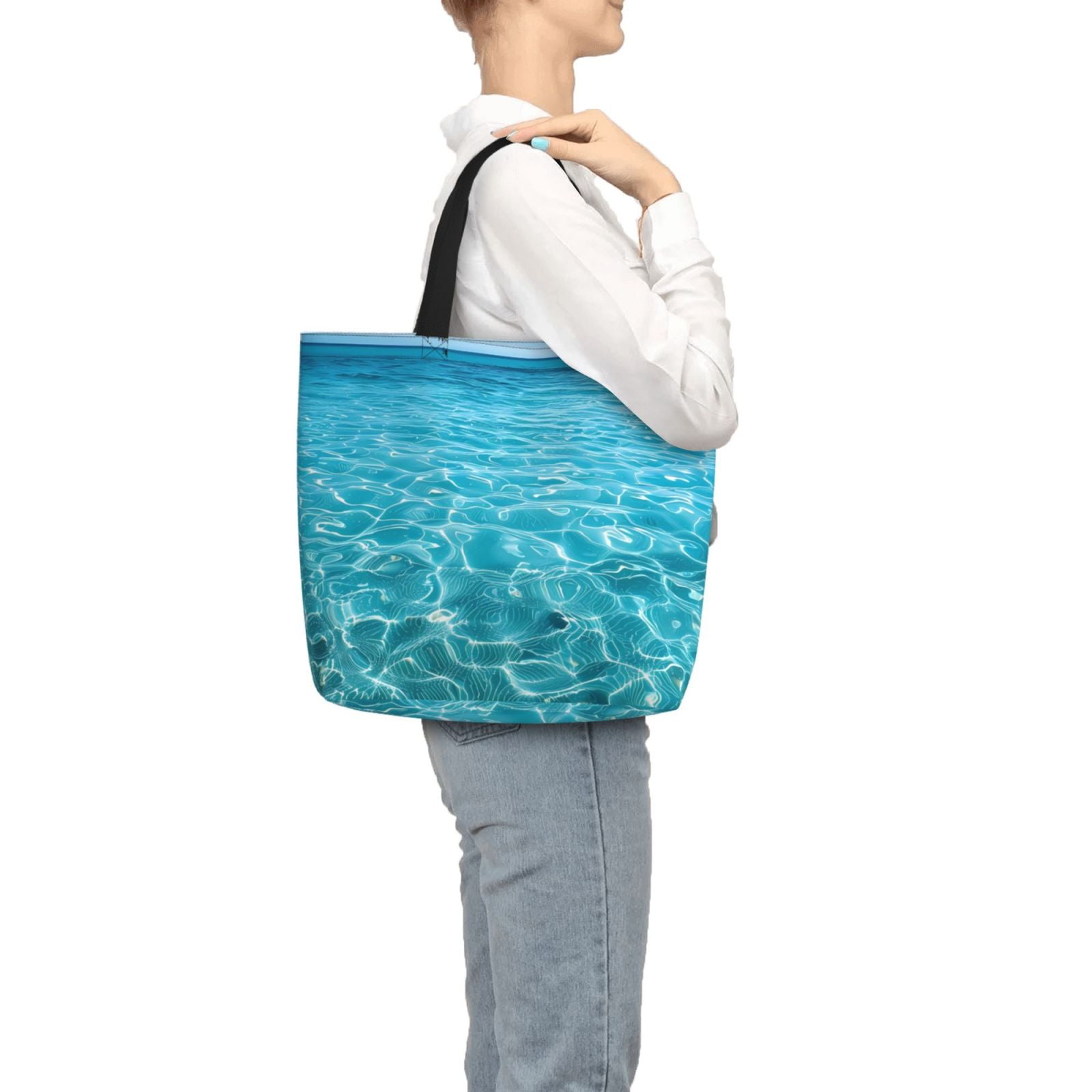 Japuie Crystal Clear Ocean Waves Print Tote Bags, Shoulder Bag with ...