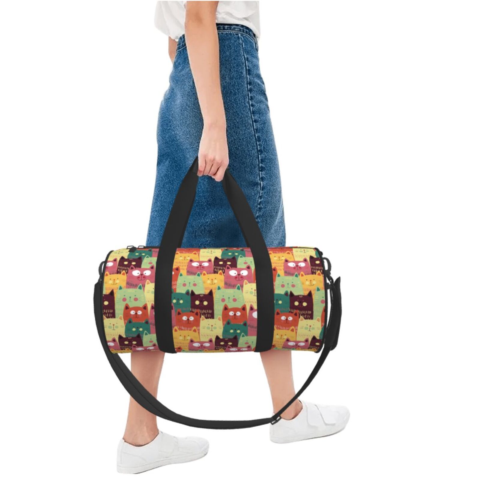 Japuie Cute Cartoon Cat Print Travel Duffle Bag,Gym Bag,Weekender Bag ...