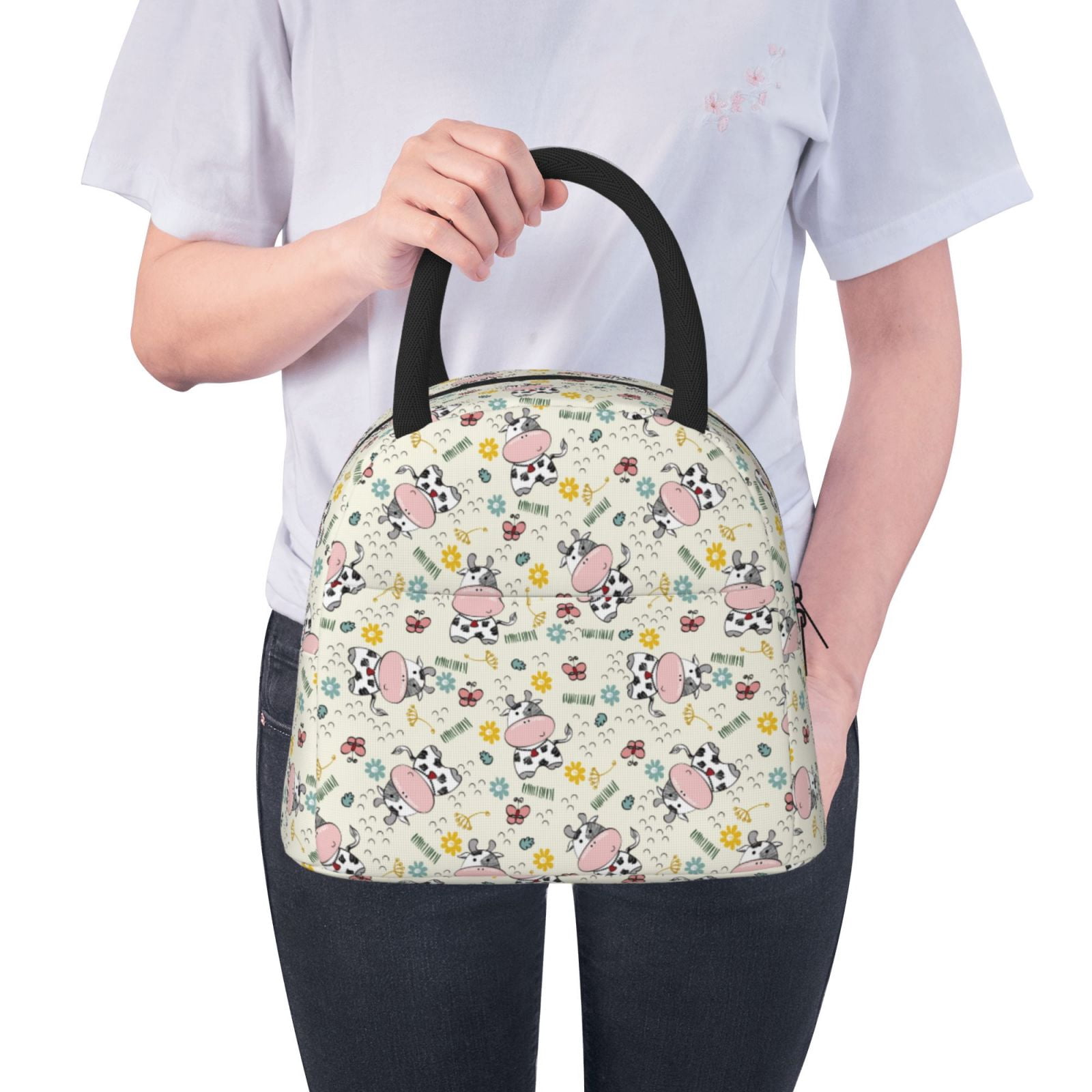 Japuie Cute Cow Print Insulated Lunch Bag,Lunch Box for Women Men,Large ...