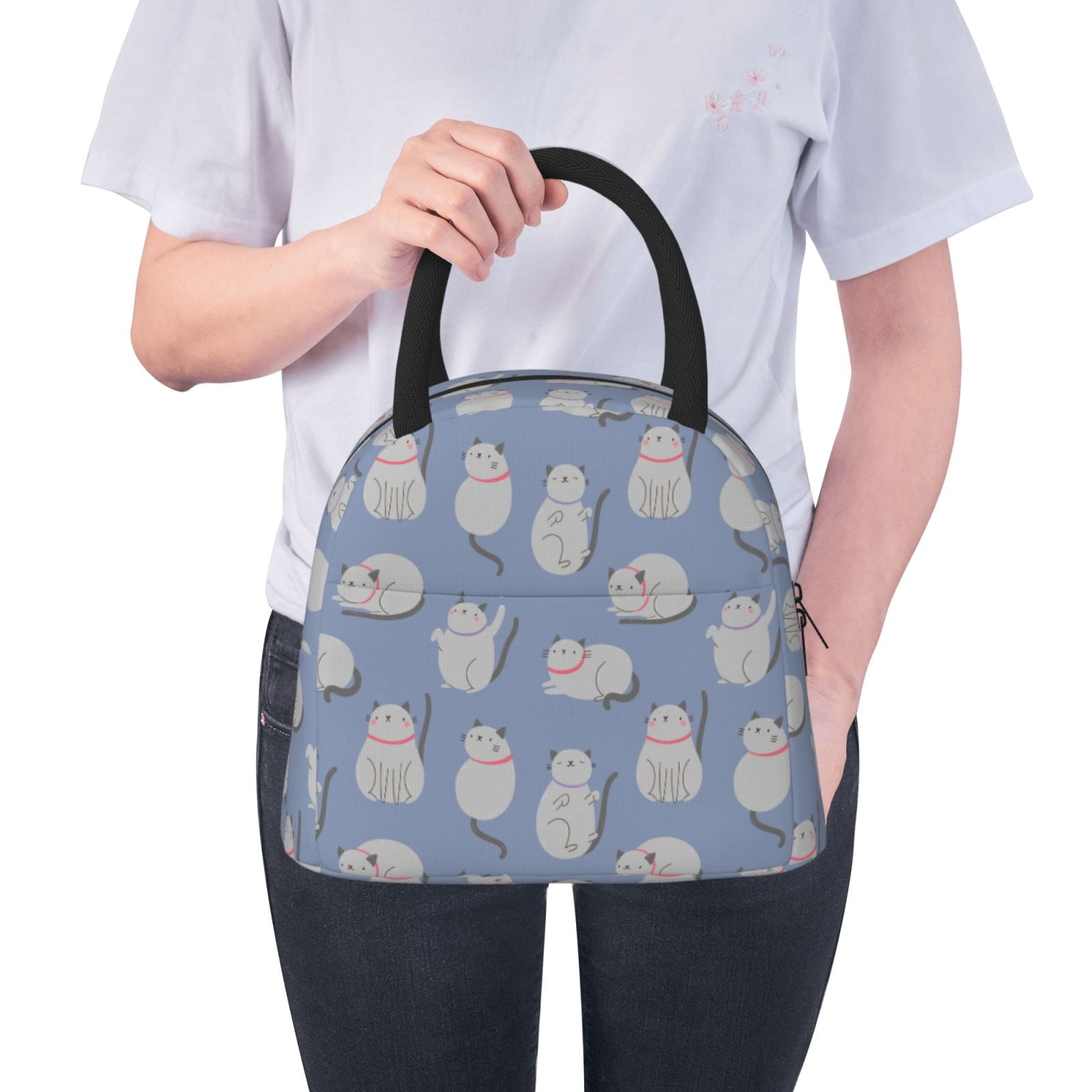 Japuie Cute Fat Cat Print Insulated Lunch Bag,Lunch Box for Women Men ...