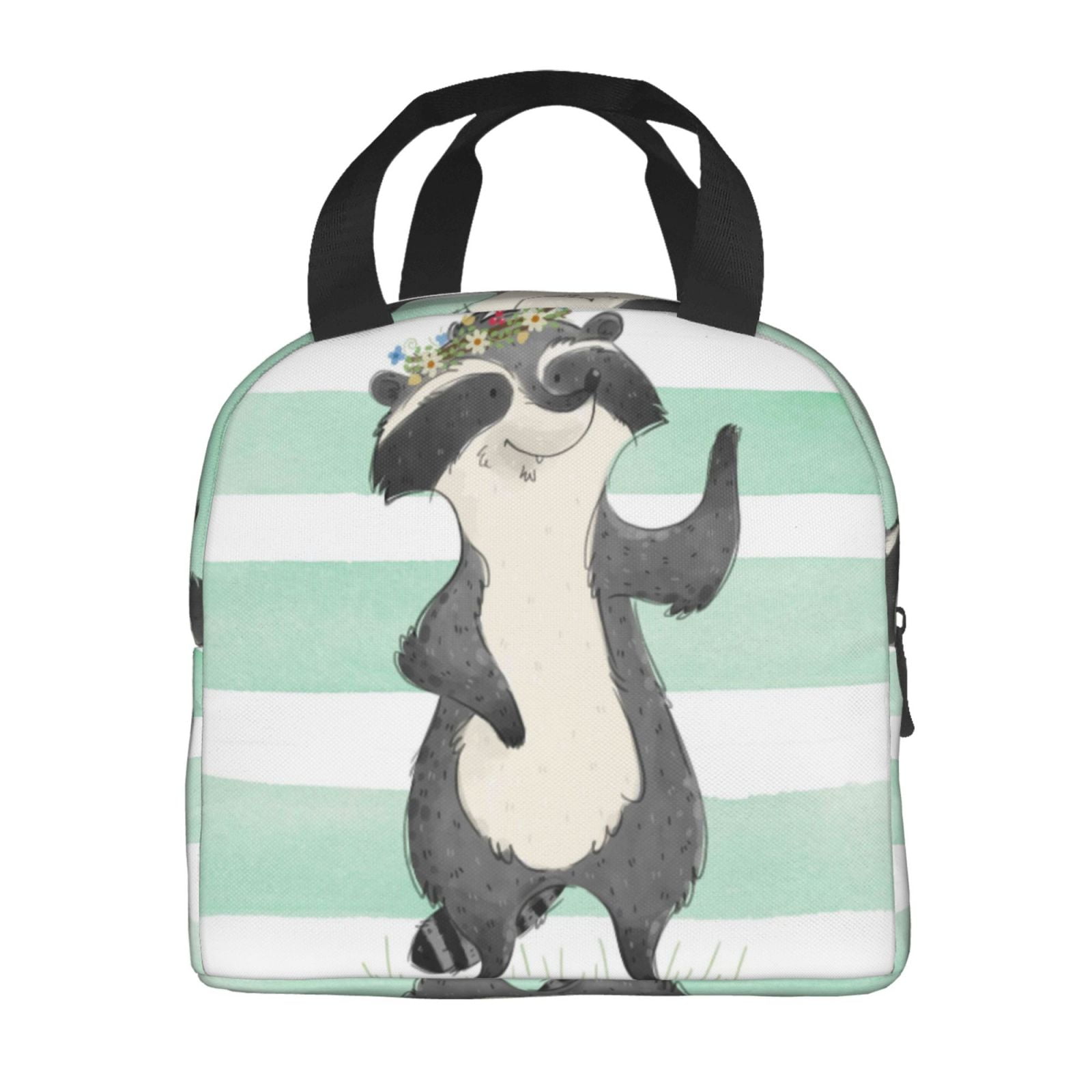 Japuie Cute Raccoon Print Insulated Lunch Bag Tote with Large Capacity ...