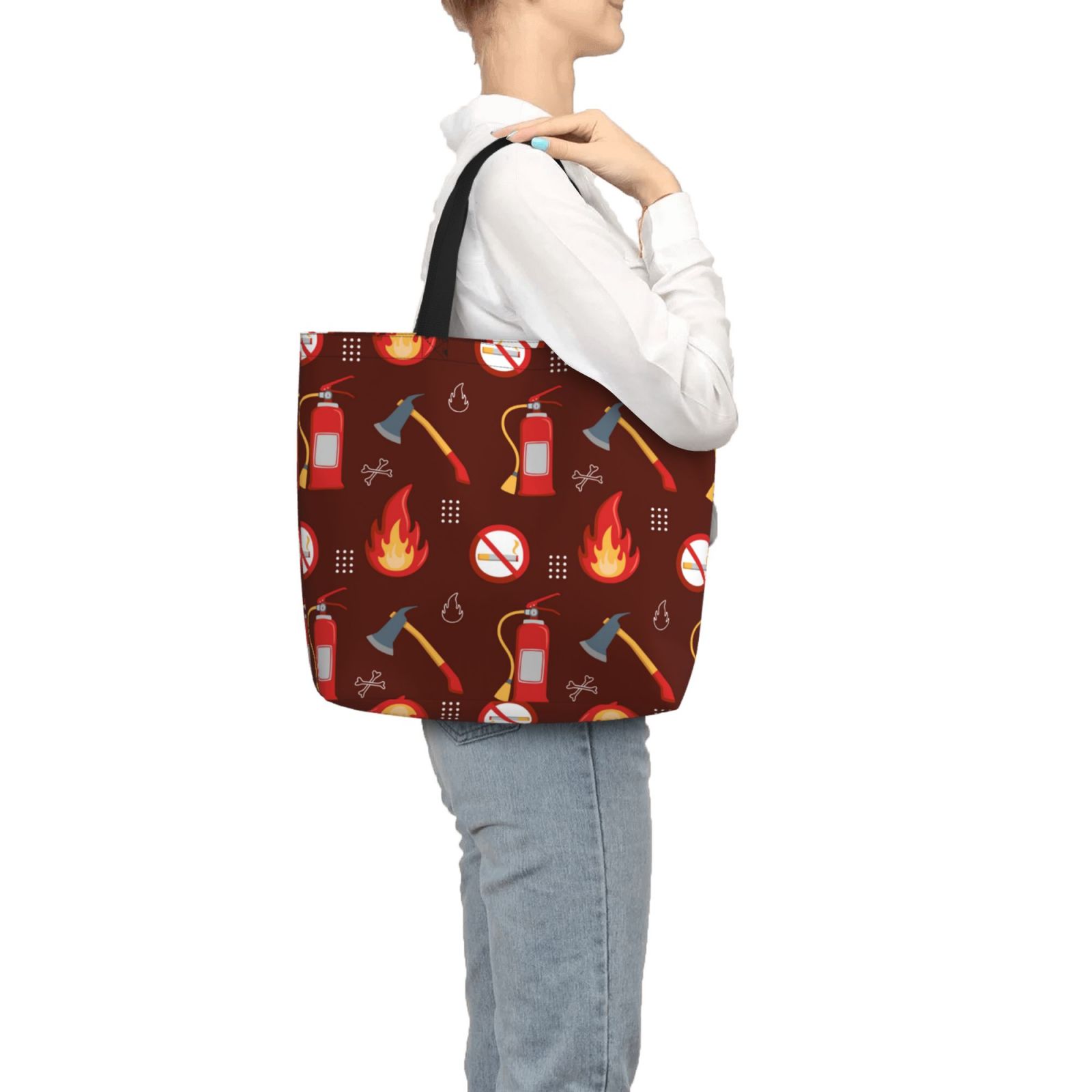 Japuie Fire Extinguisher Print Tote Bags, Shoulder Bag with Zipper ...